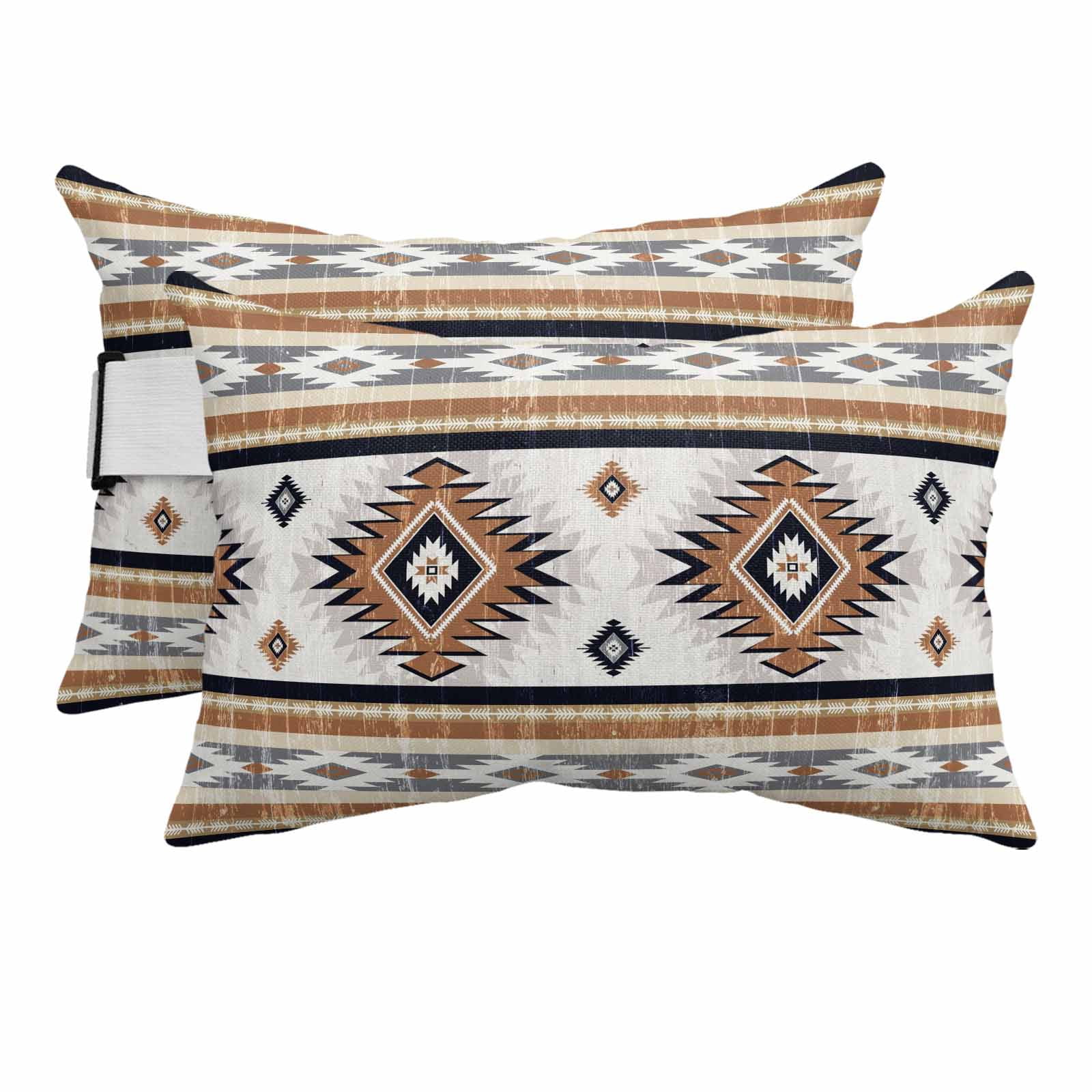 Chaise Lounge Headrest Pillow 2 Pack, Orange Boho Waterproof Chair ...