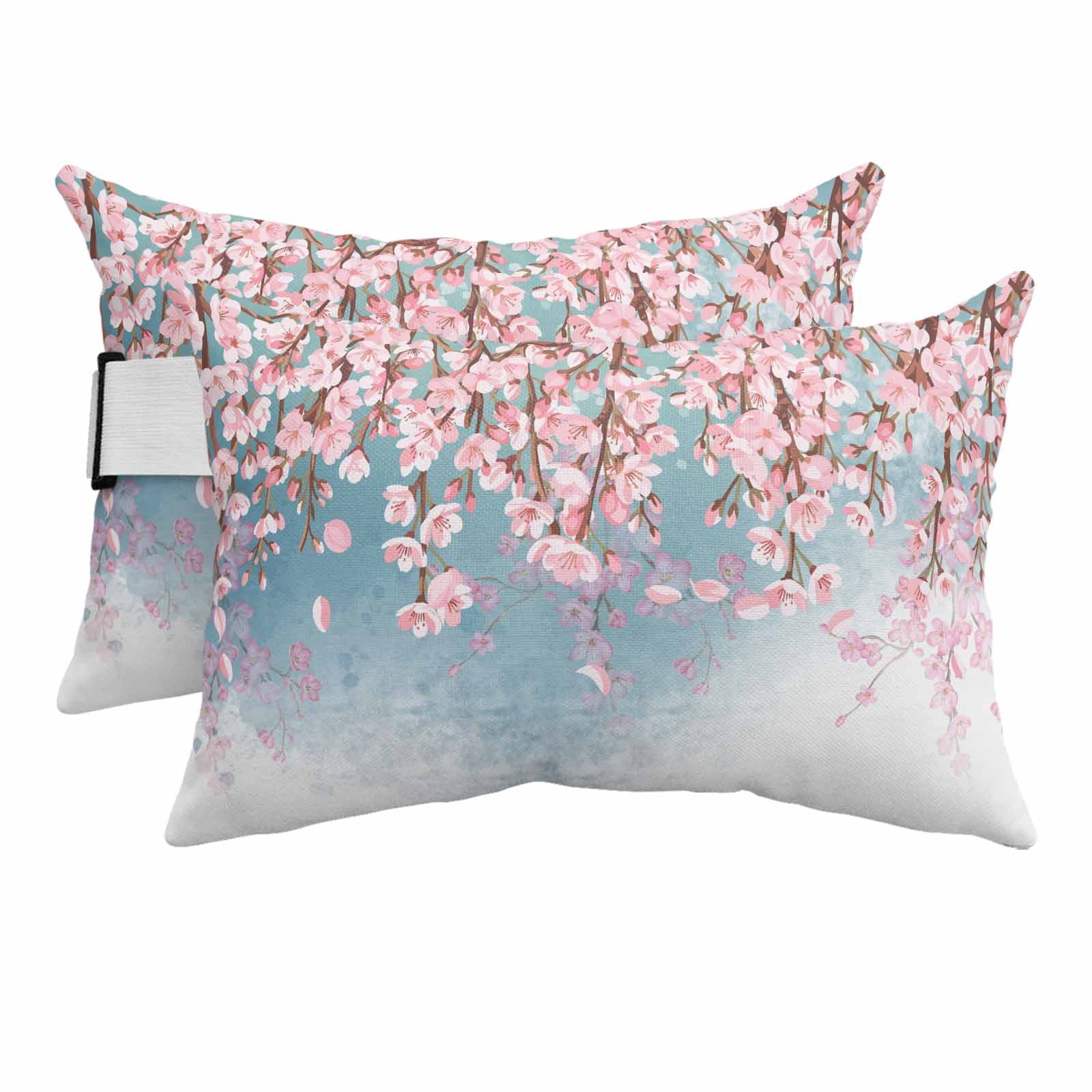 Chaise Lounge Headrest Pillow 2 Pack, Pink Cherry Flower Waterproof ...