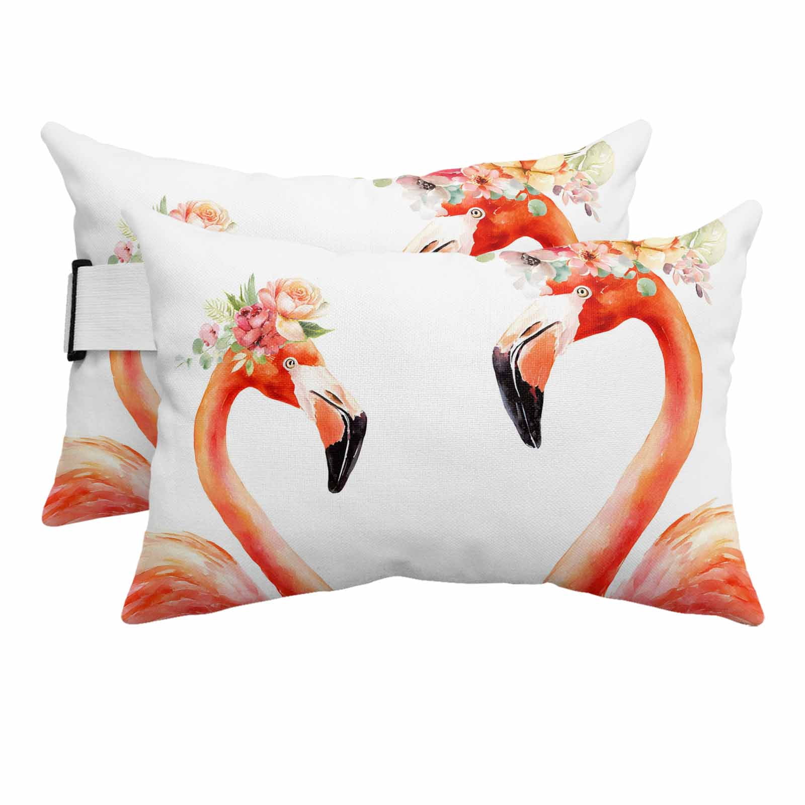 Chaise Lounge Headrest Pillow 2 Pack, Pink Flamingo Birds Waterproof ...