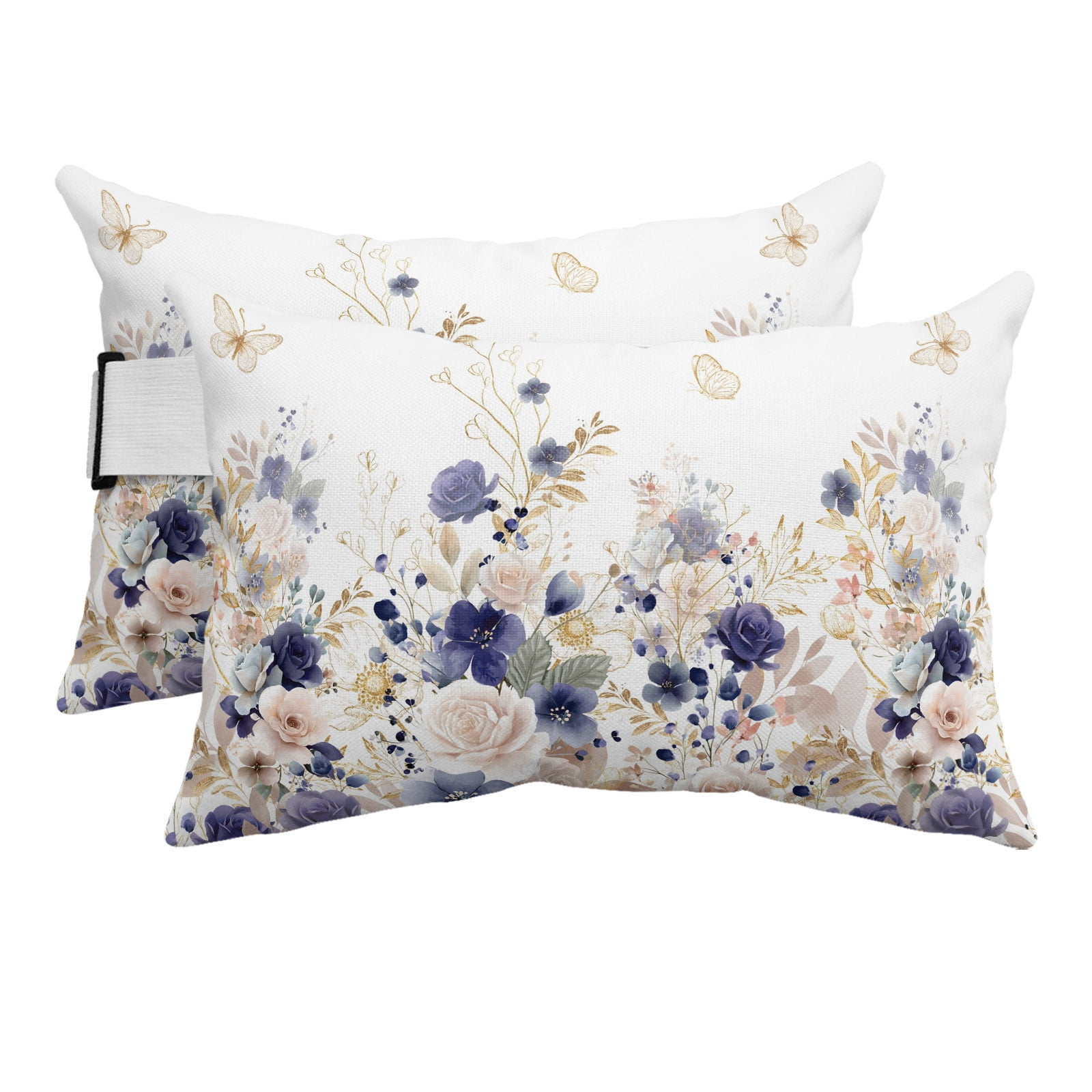 Chaise Lounge Headrest Pillow 2 Pack, Purple Spring Floral Waterproof ...