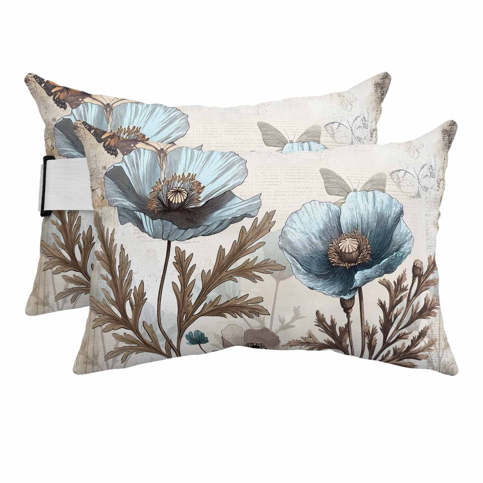 Chaise Lounge Headrest Pillow 2 Pack, Teal Tulip Waterproof Chair ...