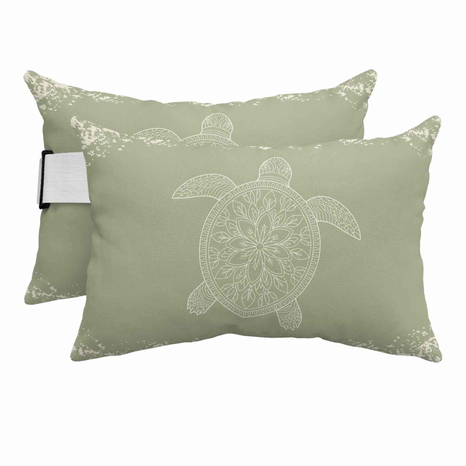 Chaise Lounge Headrest Pillow 2 Pack, Turtle Green Waterproof Chair ...