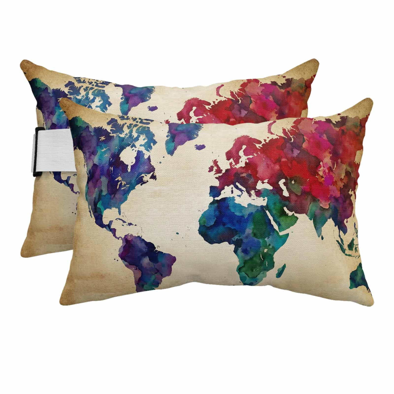 Chaise Lounge Headrest Pillow 2 Pack, Vintage Map Waterproof Chair ...