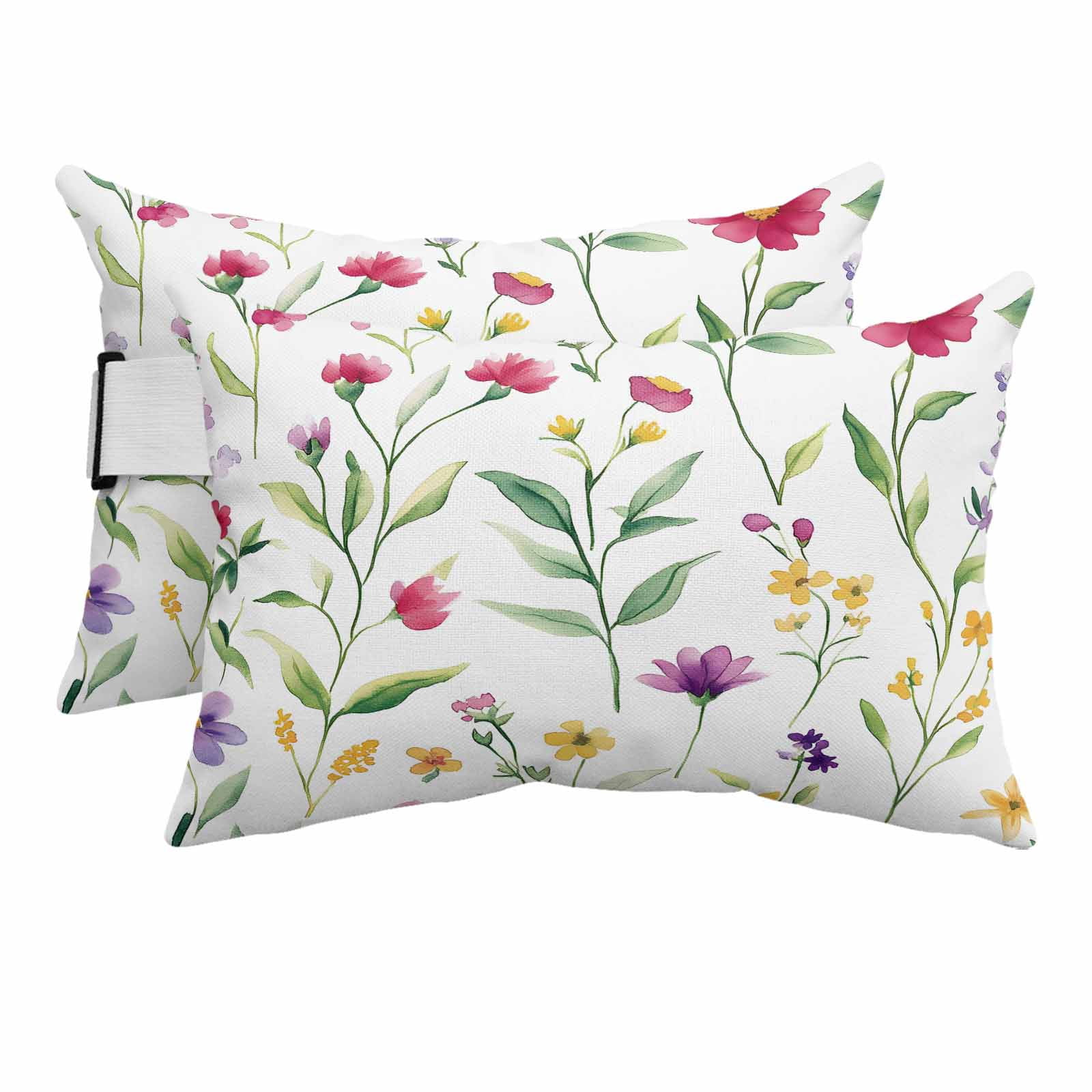 Chaise Lounge Headrest Pillow 2 Pack, Watercolor Flowers Waterproof ...