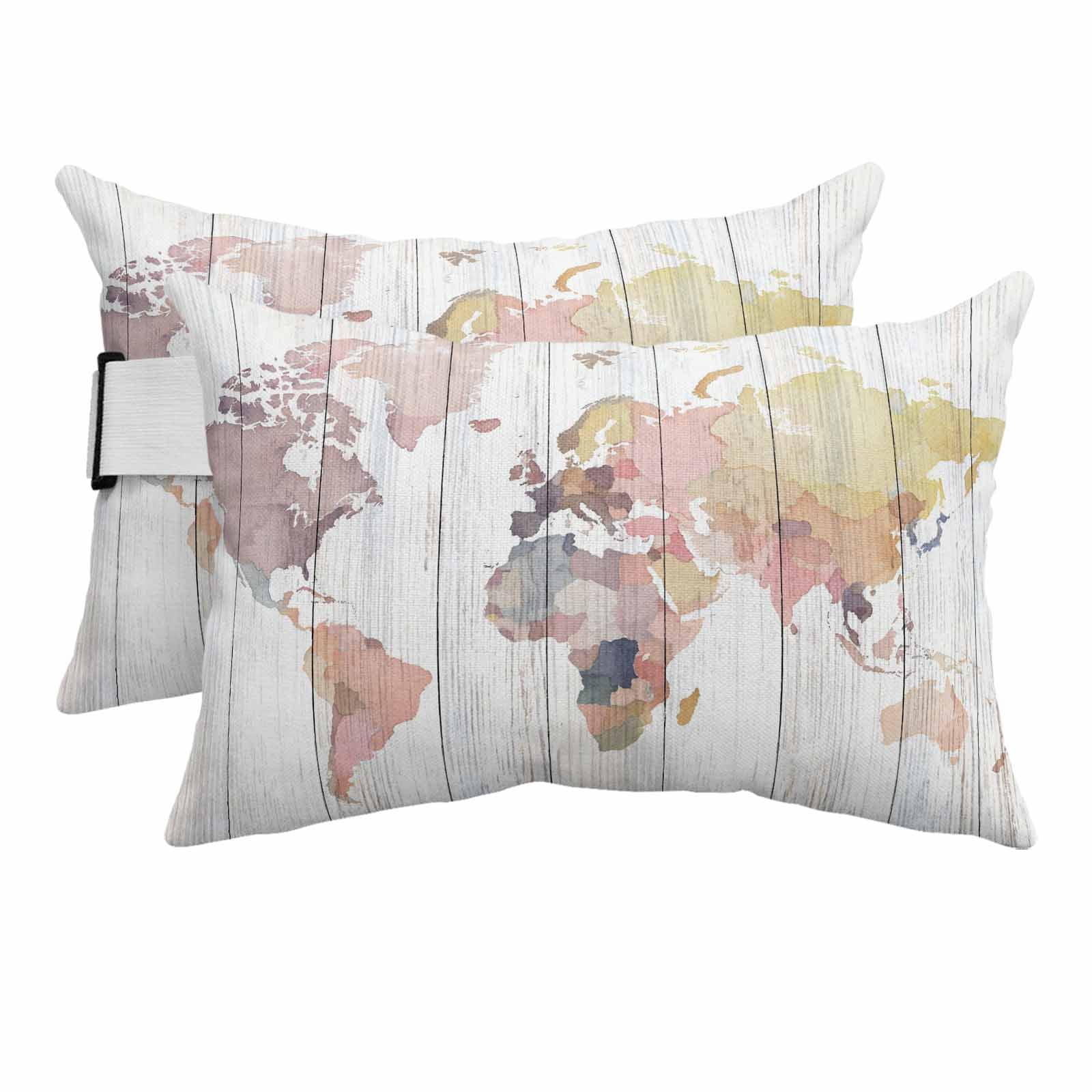 Chaise Lounge Headrest Pillow 2 Pack, World Map Waterproof Chair ...