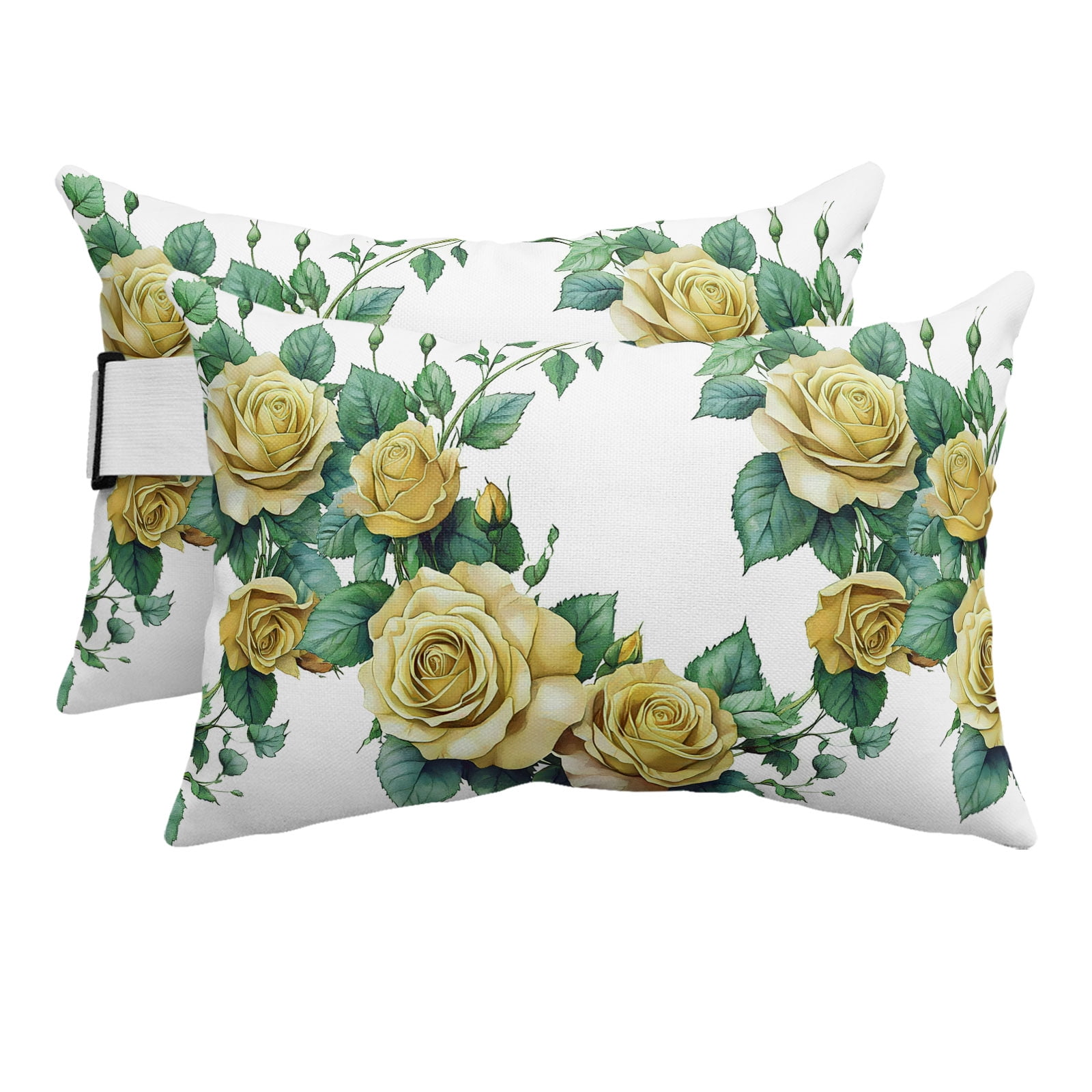 Chaise Lounge Headrest Pillow 2 Pack, Yellow Rose Waterproof Chair ...