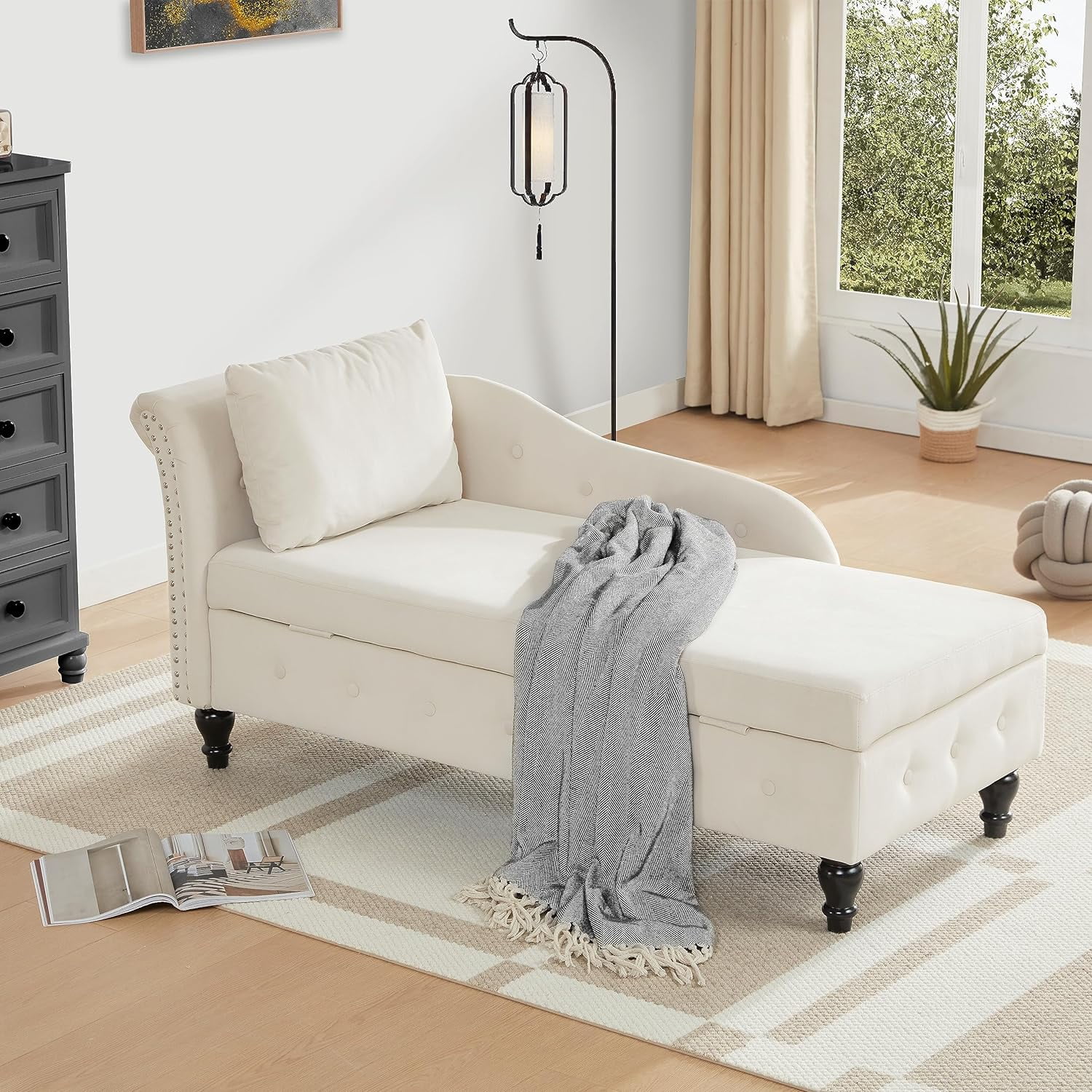 Chaise Lounge Indoor with Storage, Upholstered Chaise Lounges Couch ...