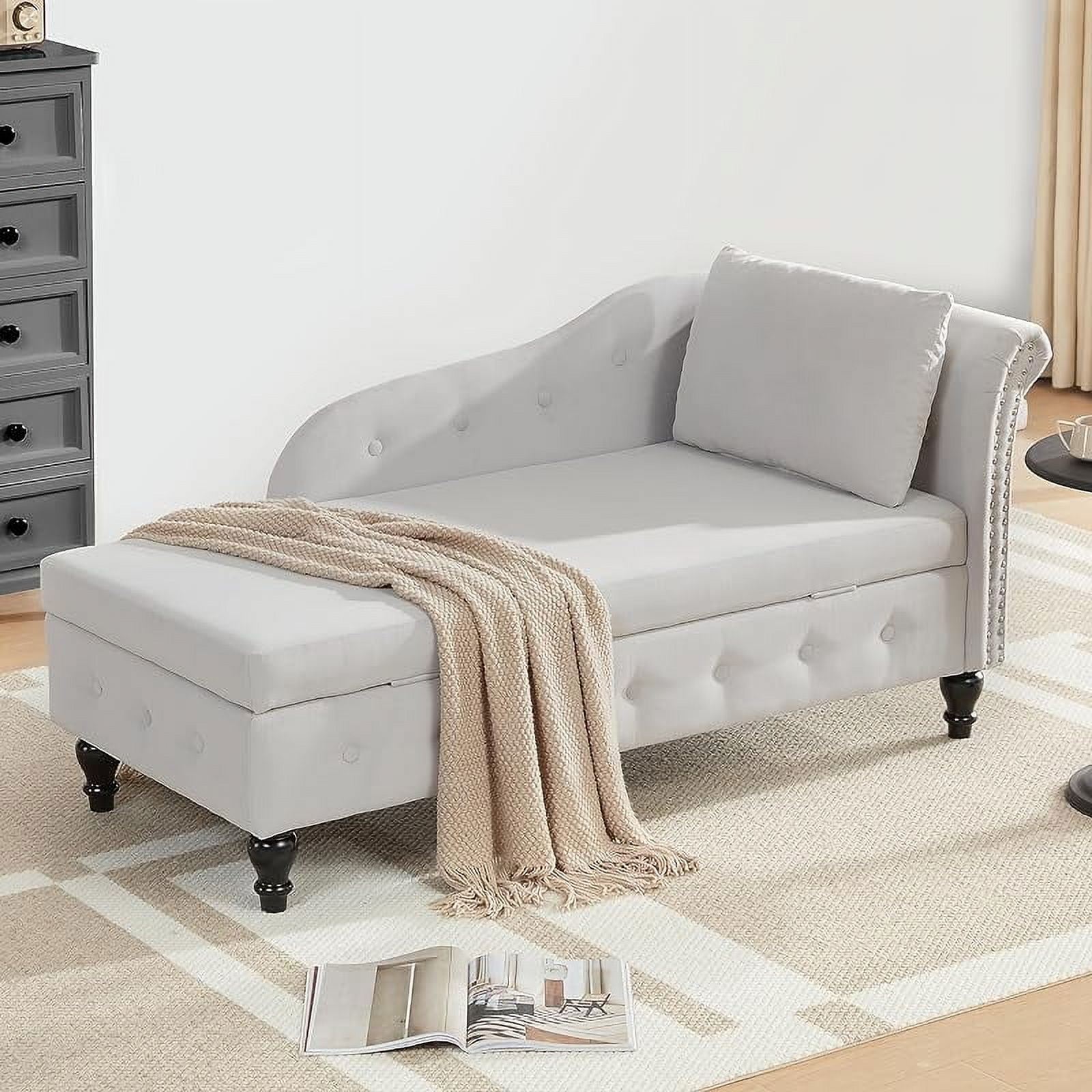 Chaise Lounge Indoor with Storage, Upholstered Chaise Lounges Couch ...