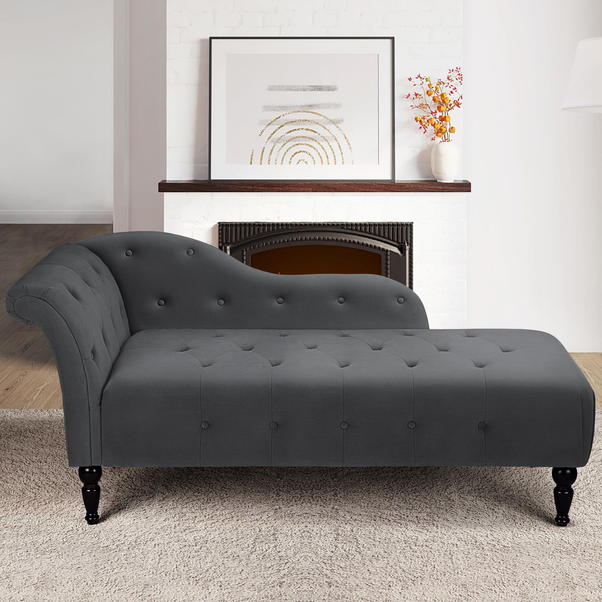 Chaise Lounge Indoor, Velvet Lounge Chair, Modern Upholstered Rolled ...