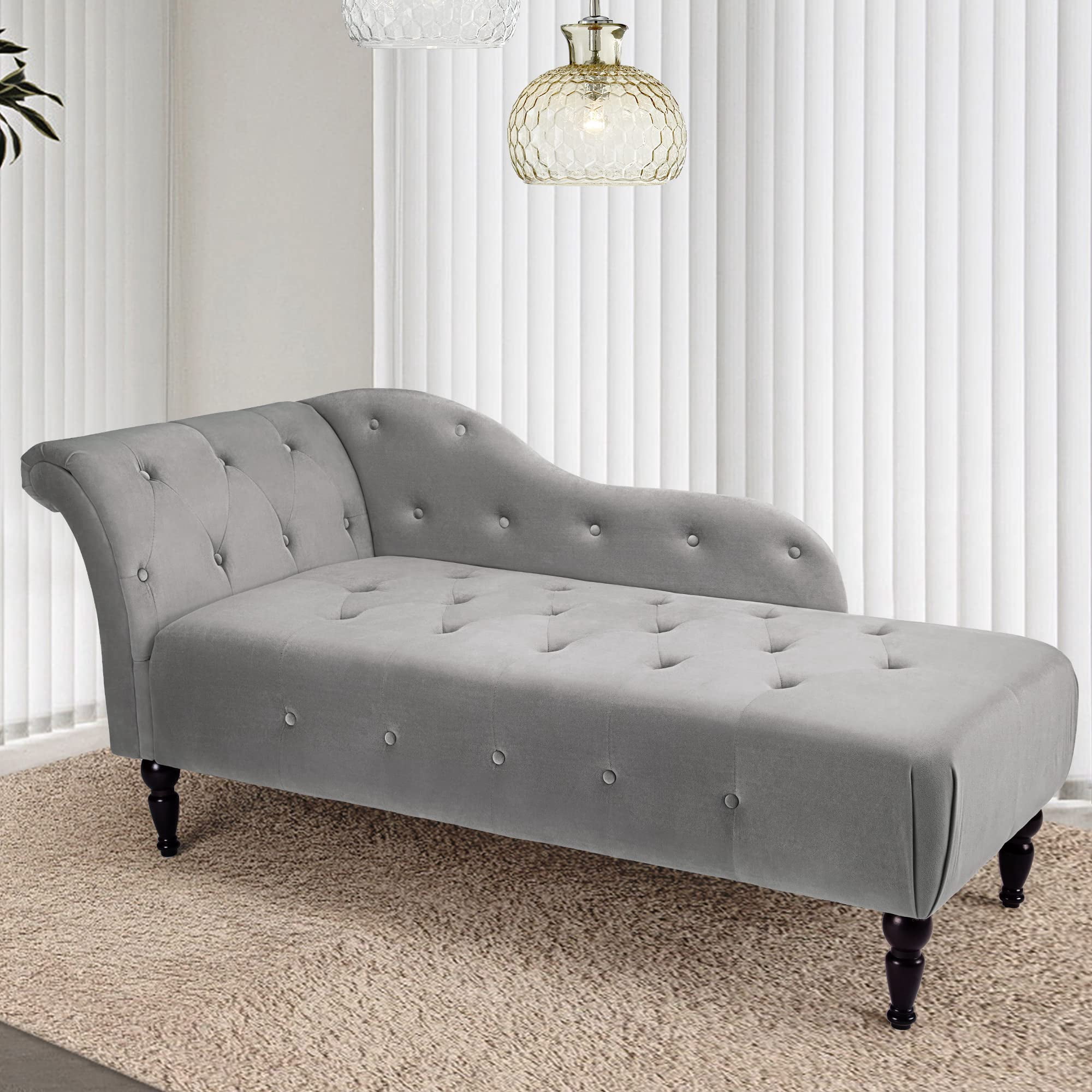 Chaise Lounge Indoor, Velvet Lounge Chair, Modern Upholstered Rolled ...