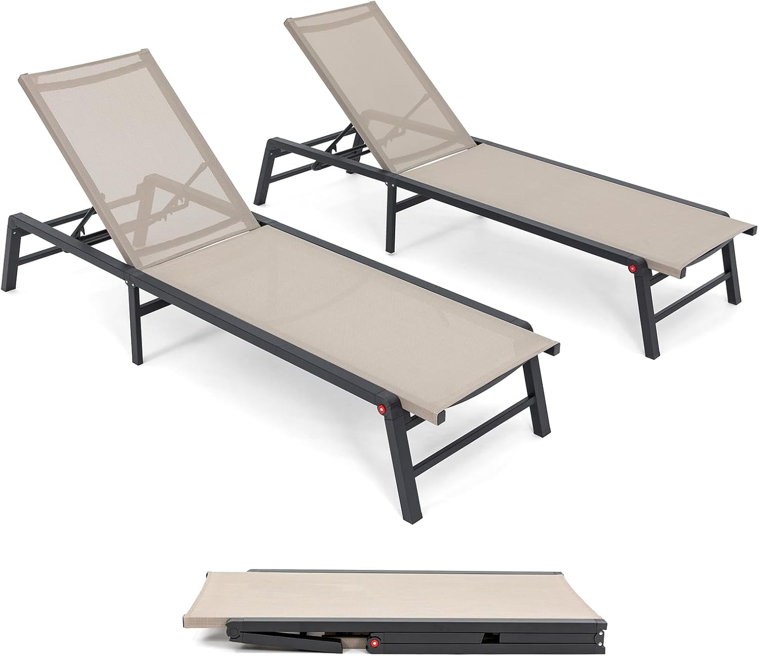 Chaise Lounge Outdoor, Aluminum Outdoor Chaise Lounge Set of 2 Assemble ...