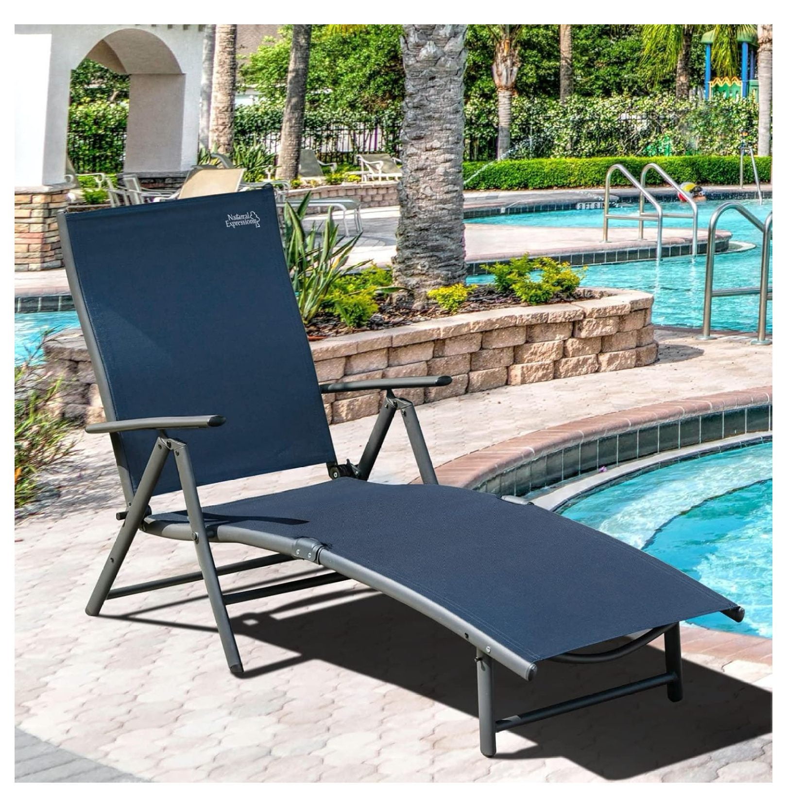 Chaise Lounge Outdoor, Aluminum Pool Lounger Chairs Portable Folding ...