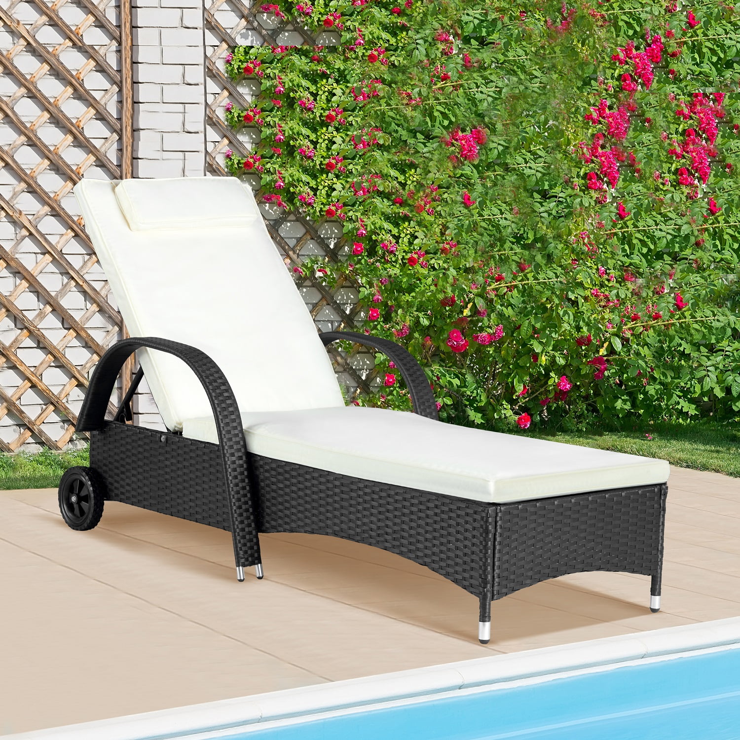 Walmart Outdoor Patio Rattan Chaise Lounge Chair, Poolside Recliner ...