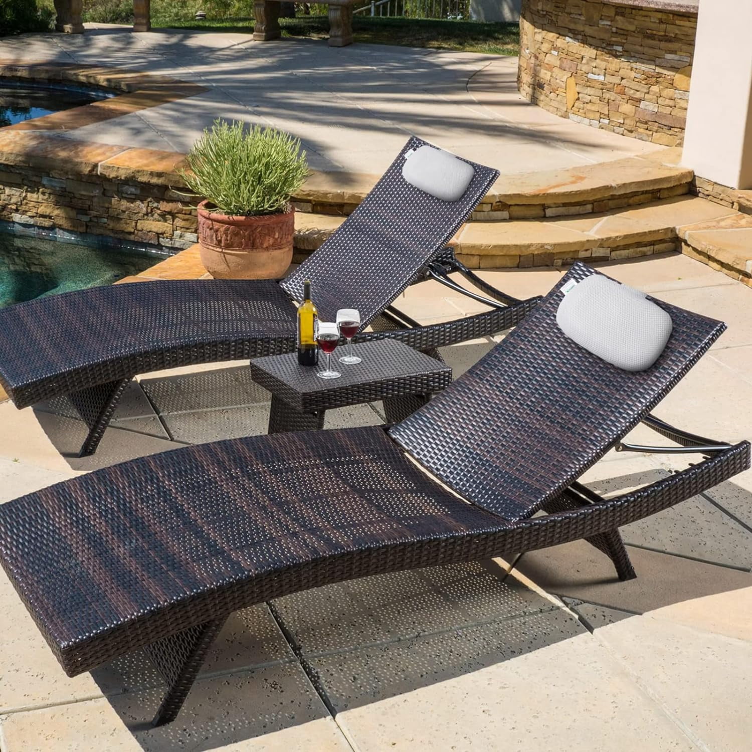 Chaise Lounge Pillow for Head Resting, Outdoor/Indoor Adjustable Bench ...