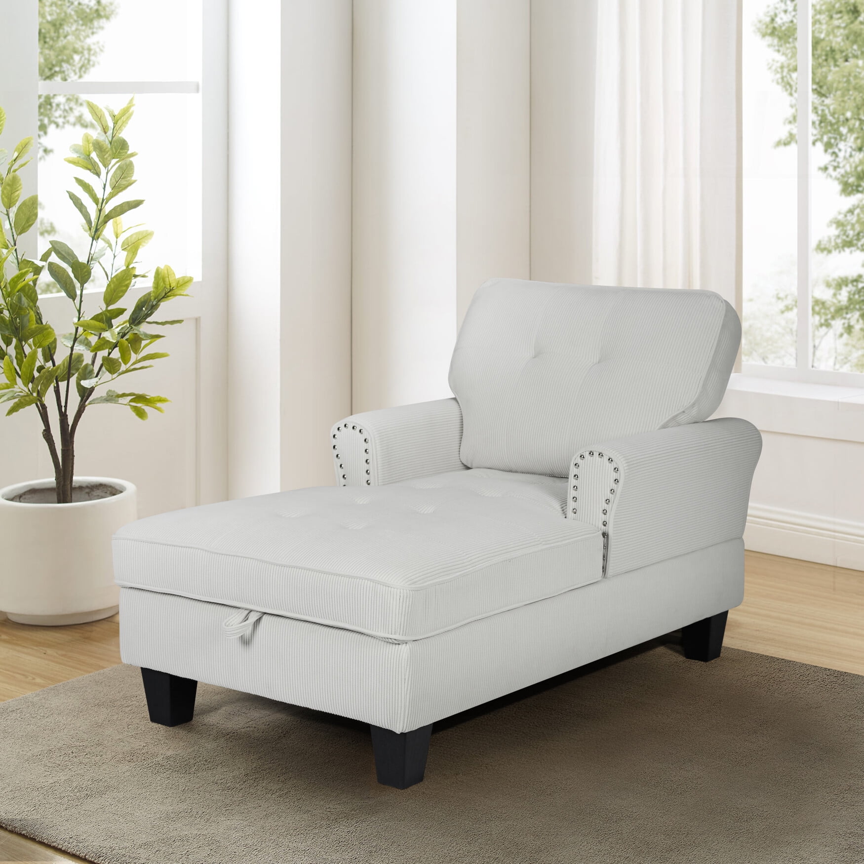 Chaise Lounge Sofa Bed Upholstered Indoor Sleeper Lounge Chair Bed for ...