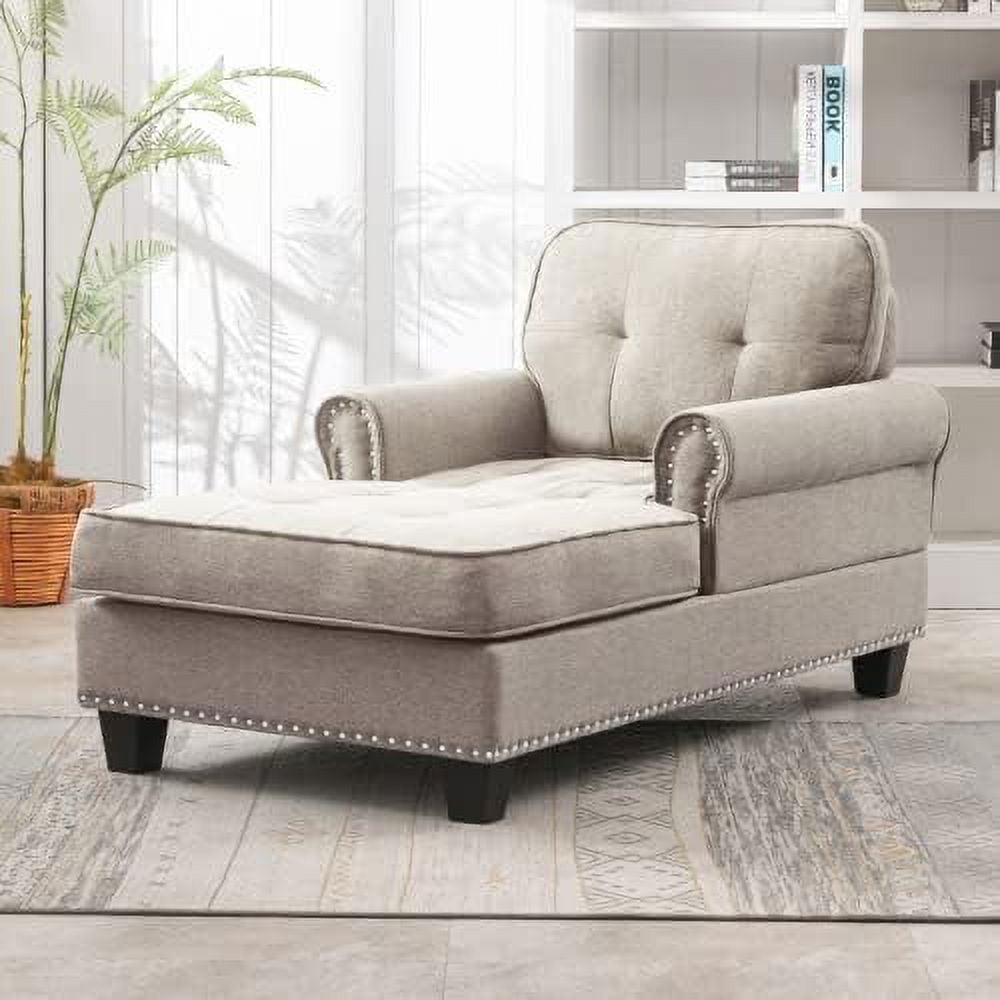 Chaise Lounge Sofa Couch Linen Chaise Sofa Bed Bench with Tufted Back ...