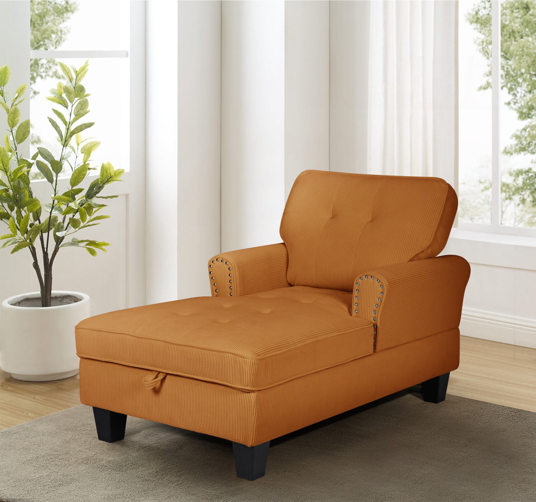 Chaise Lounge Sofa Couch with Storage Space, Corduroy Chaise Sofa Bed ...