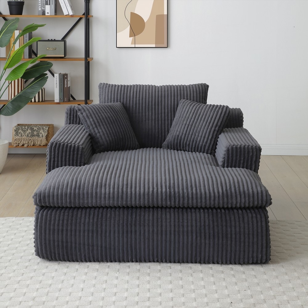 Modern Plush Grey Chaise Lounge 64"x46" for Living Room with Oversized ...