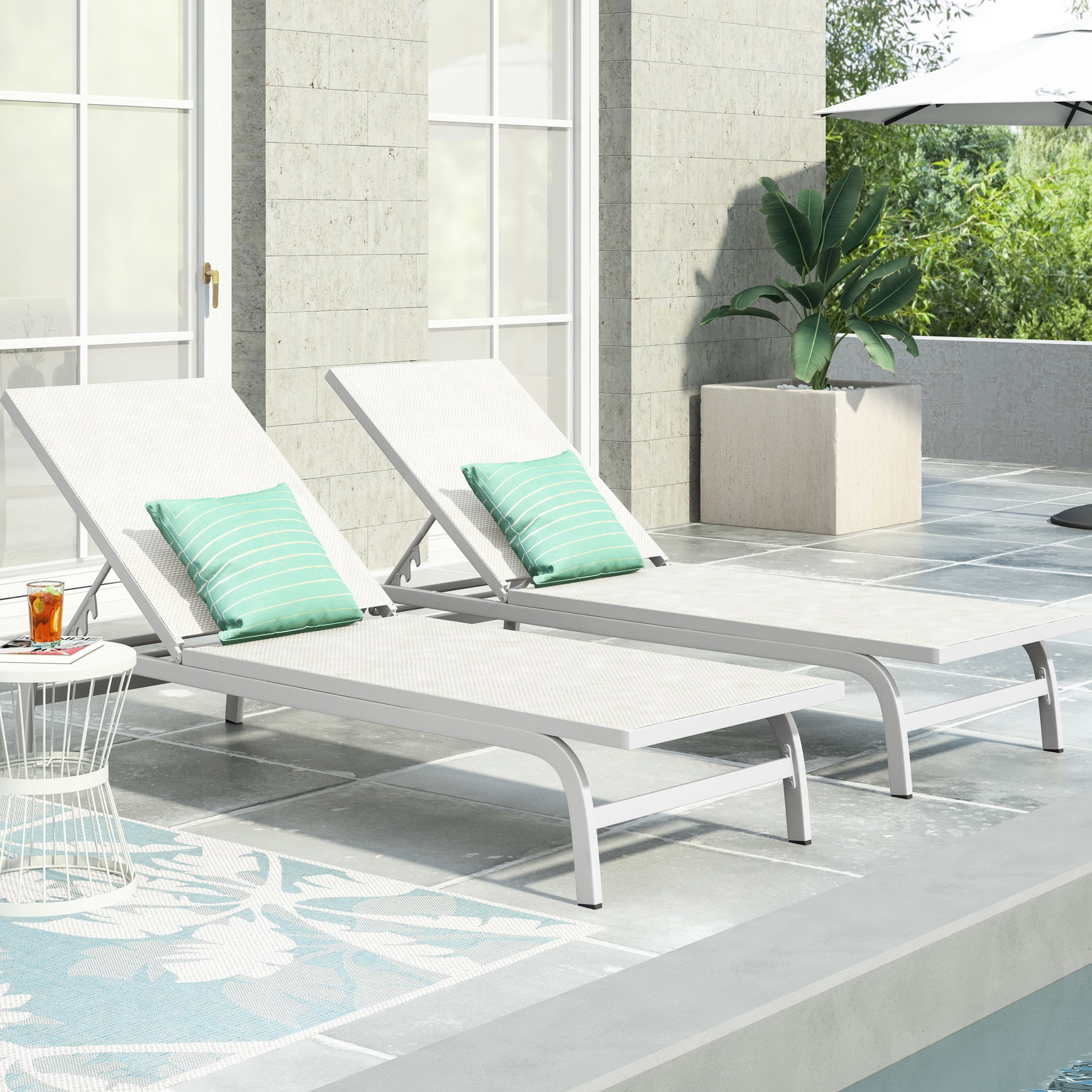 Chaise Lounges Of 2 Outdoor White - Aluminum Material, Hand-crafted ...