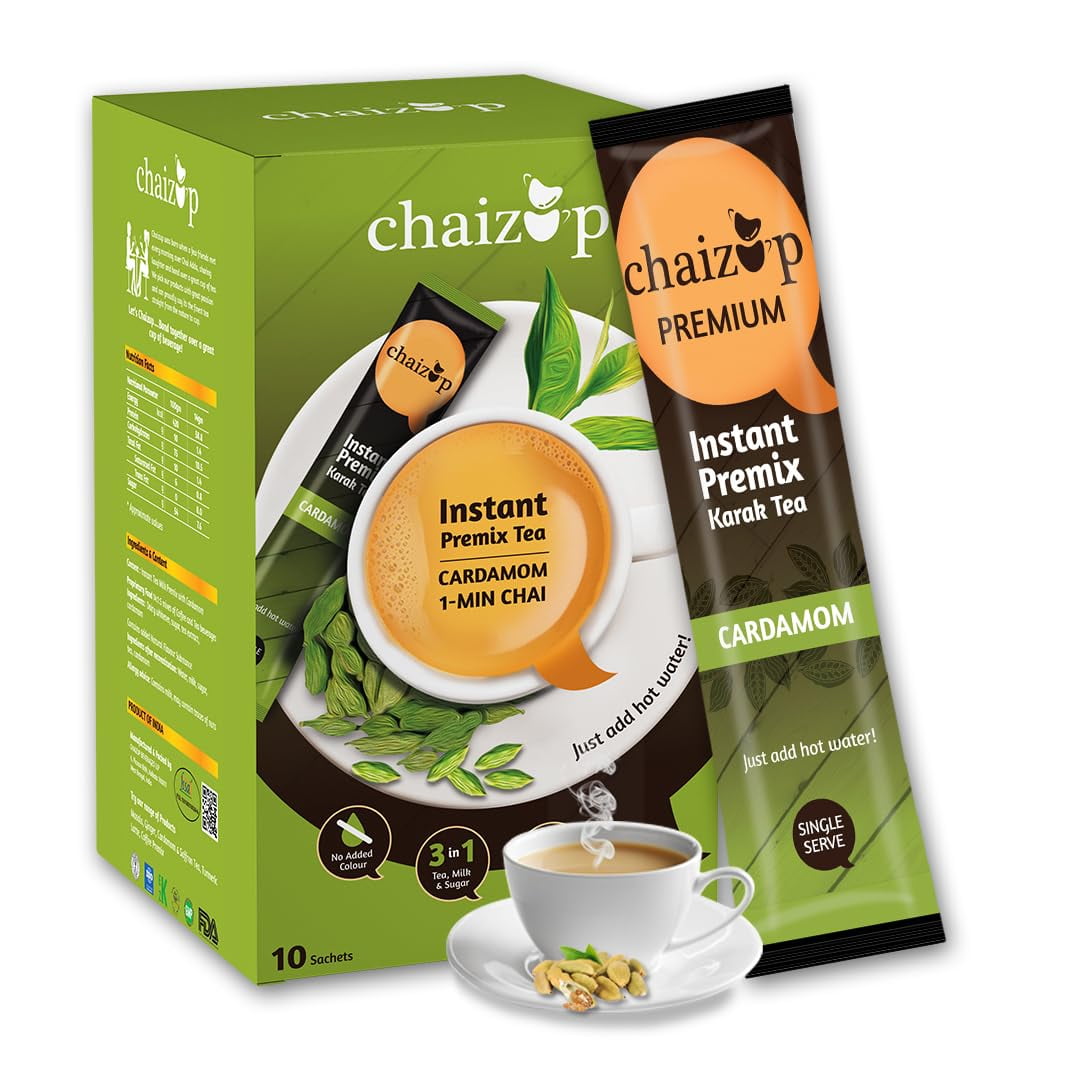 Chaizup Premium 1 Min Instant Cardamom Tea Premix - 10 Sachets, 140gm, 4.9 Ounce | Just Add Hot ...