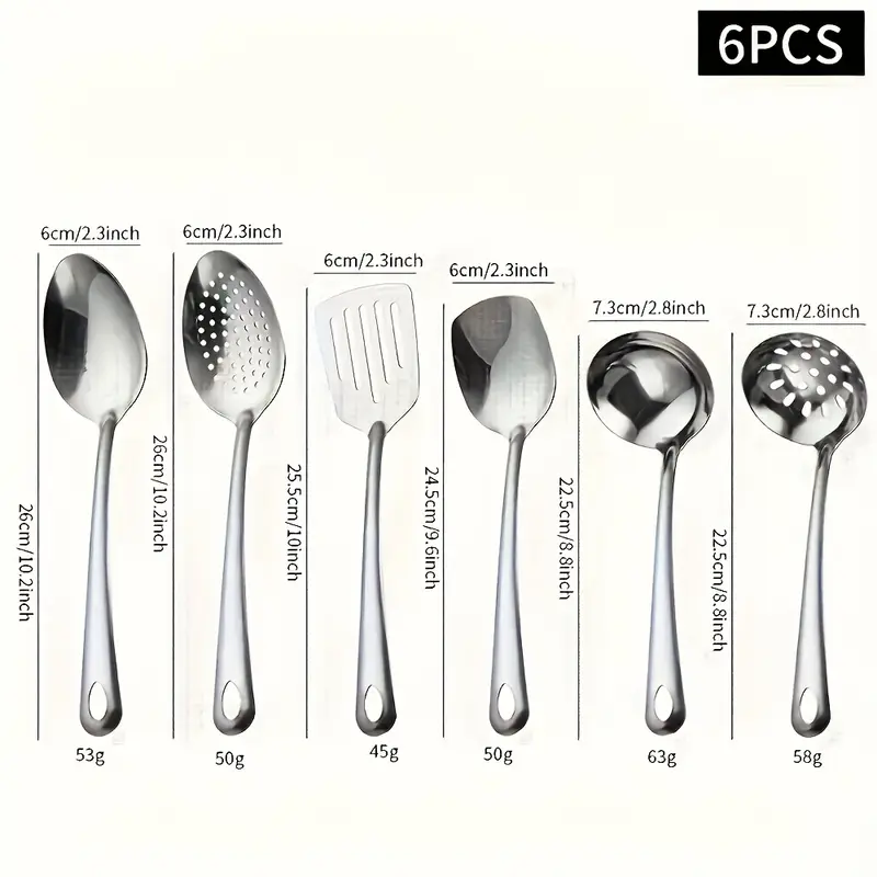 Chak’s Choice 6-Piece Silver Kitchen Utensils Set, Durable Kitchen ...
