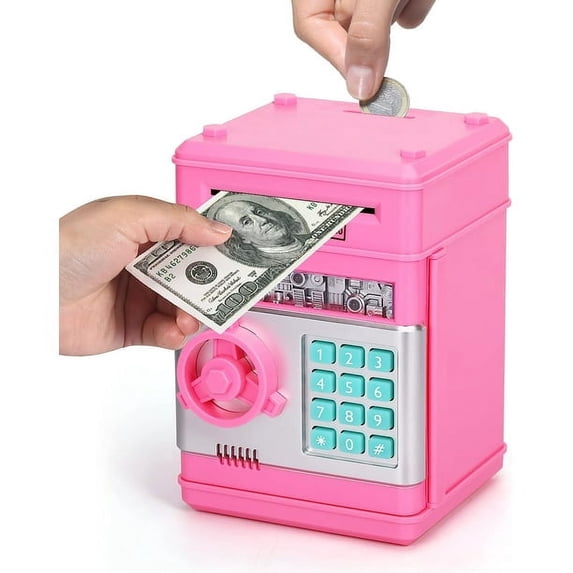 Chak’s Choice Pink Electronic Piggy Bank for Kids Cash Coin ATM, Money ...