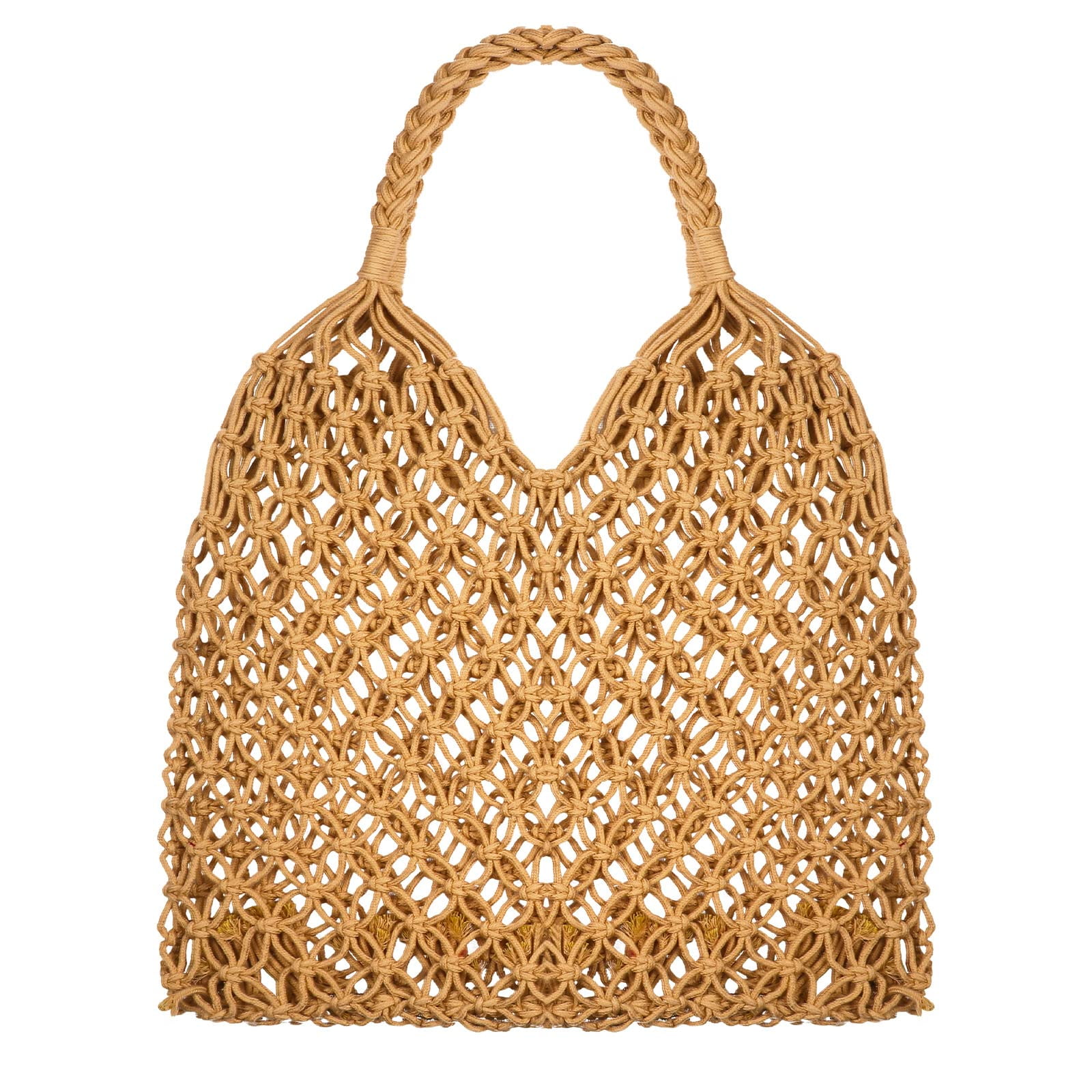 Chak’s Choice Women's Woven Cotton Rope Beach Bag, Brown - Walmart.com
