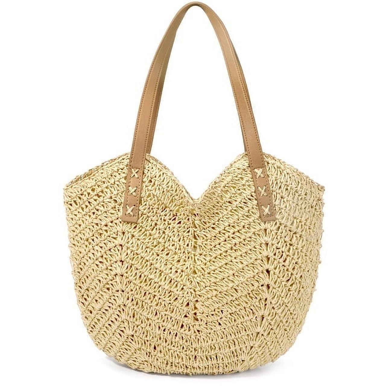 Chak’s Choice Women's Casual Straw Shoulder Handbag, Beige - Walmart.com