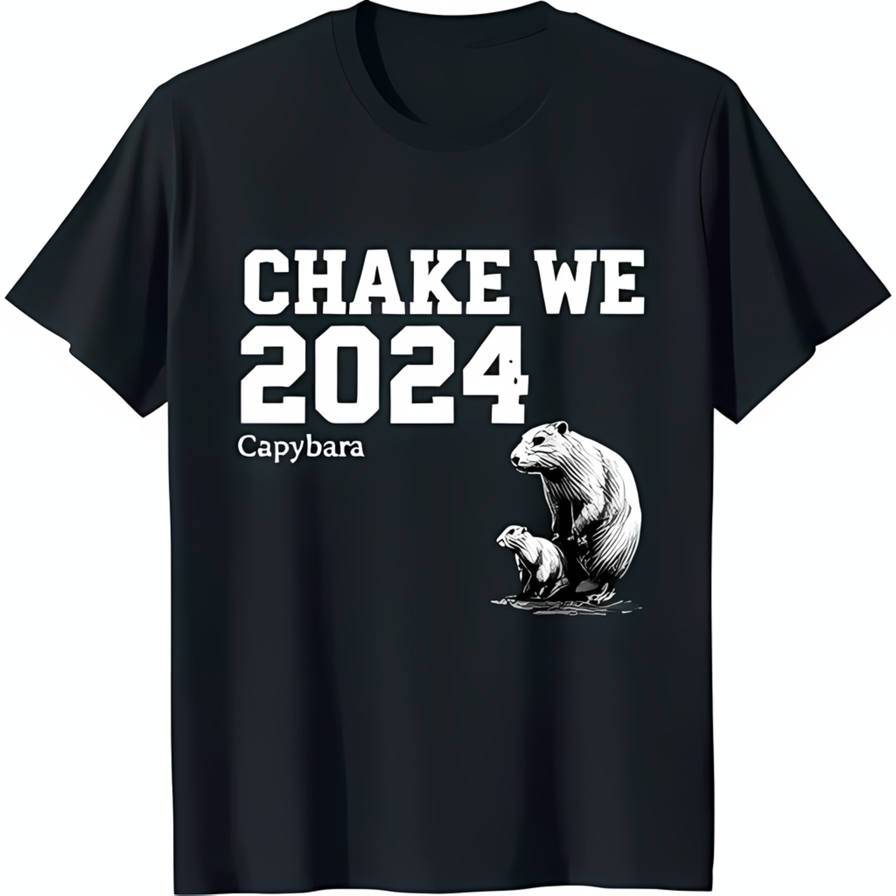Chake We 2024 Black T-Shirt with Capybara & Capybara Design - Walmart.com