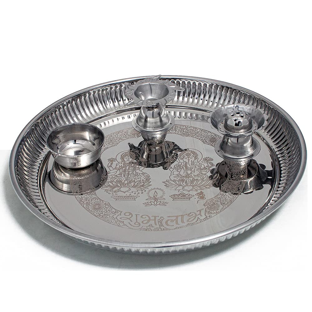 Chakmak Stainless Steel Shubh Mangal Pooja Thali - Walmart.com