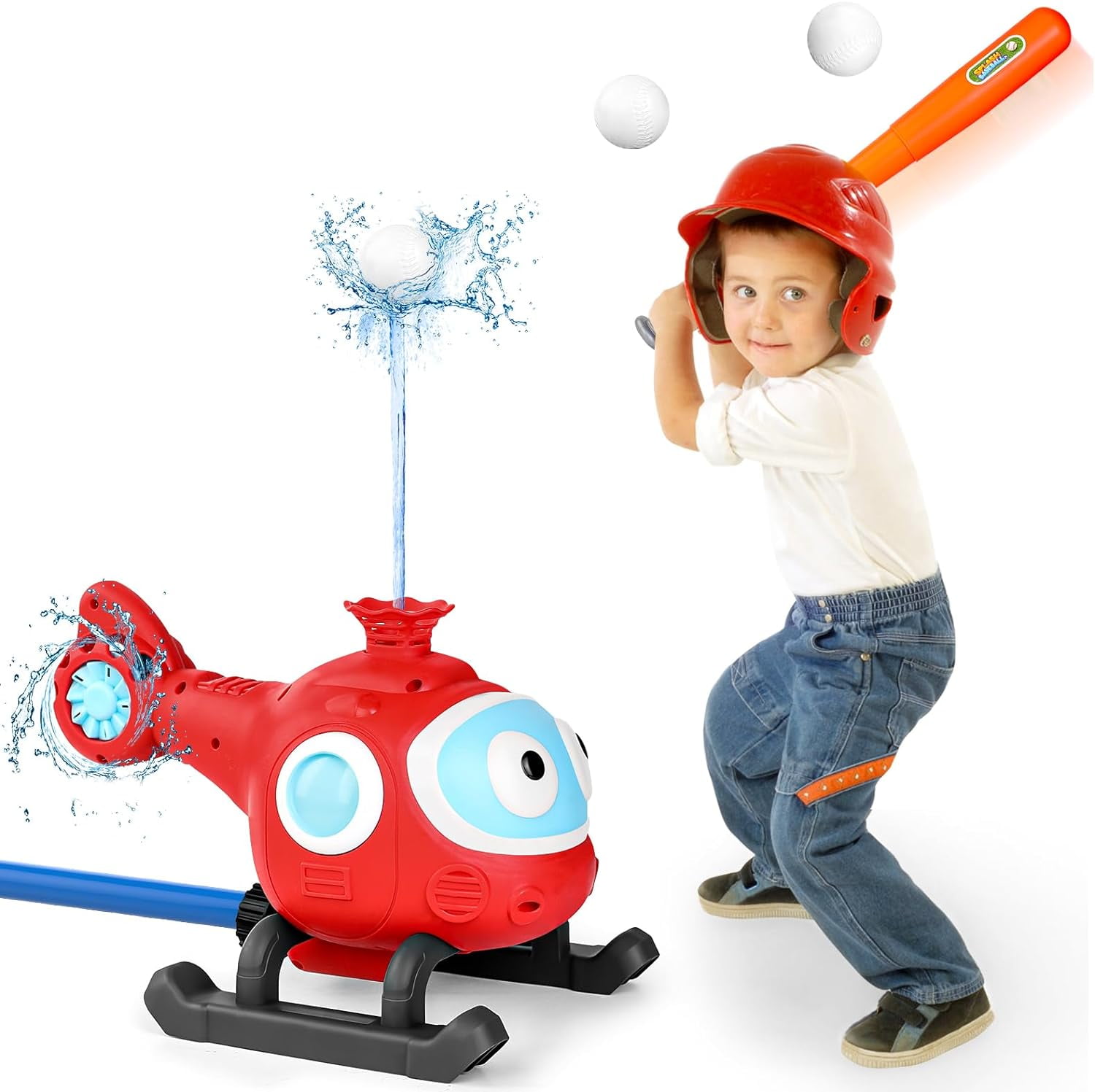 Chakra 2-in-1 Water Sprinkler Baseball Helicopter Toy for Kids Outdoor ...