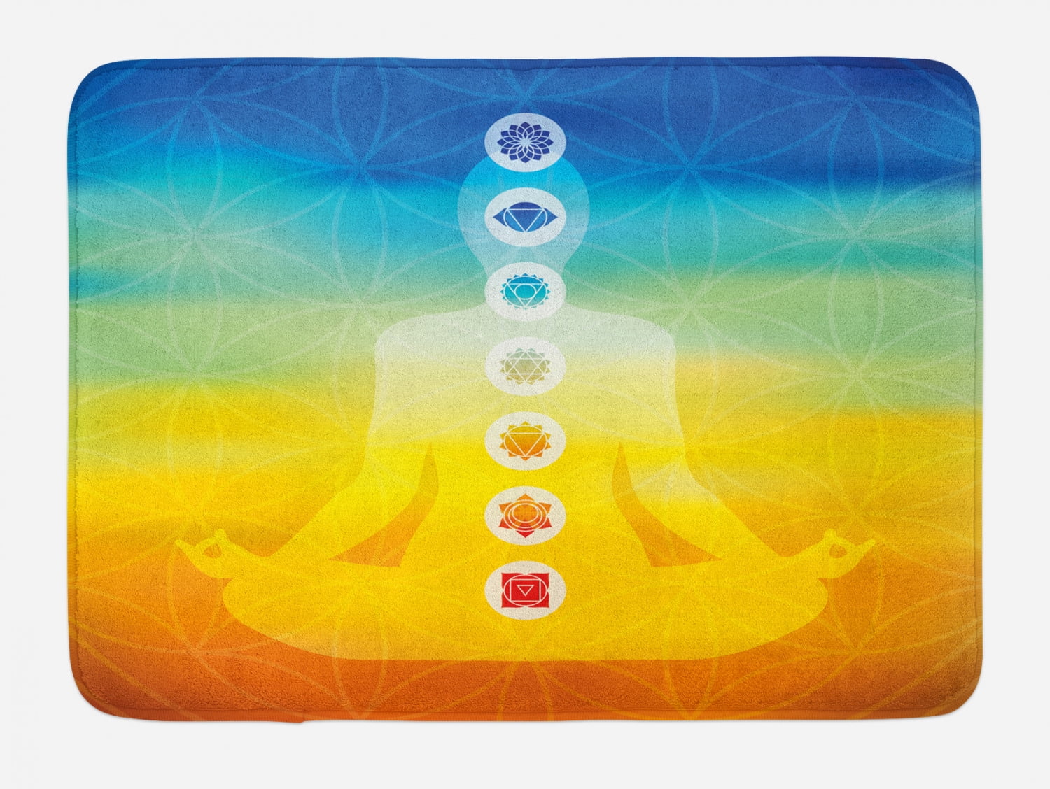 Chakra Bath Mat, Gradient Colored Digital Female Human Body with ...