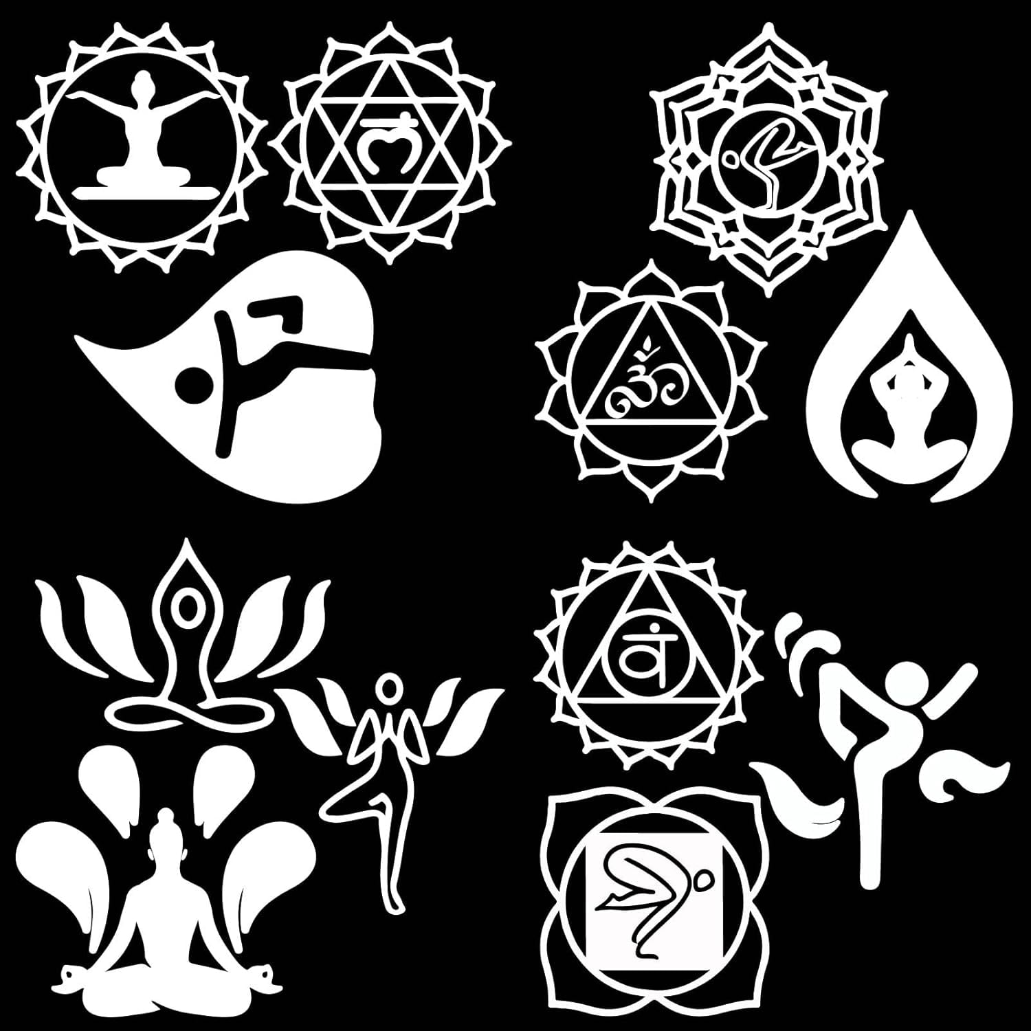 Chakra Car Decal Lotus Yoga Om Aum Namaste Sticker PET Self Adhesive ...