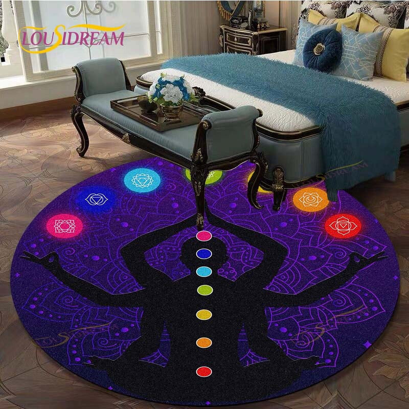 Chakra Carpet Area Rugs Round Anime Carpet for Living Room Floor Mat ...