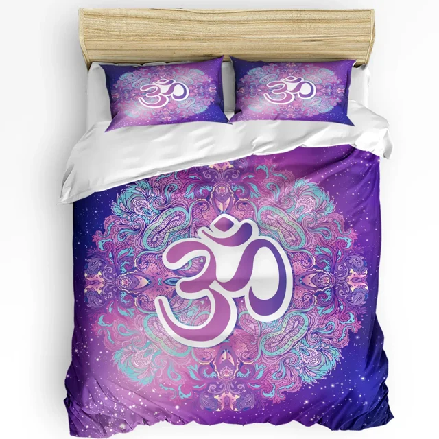 Chakra Color Geometry Yoga Duvet Cover Bed Bedding Set Double Home ...