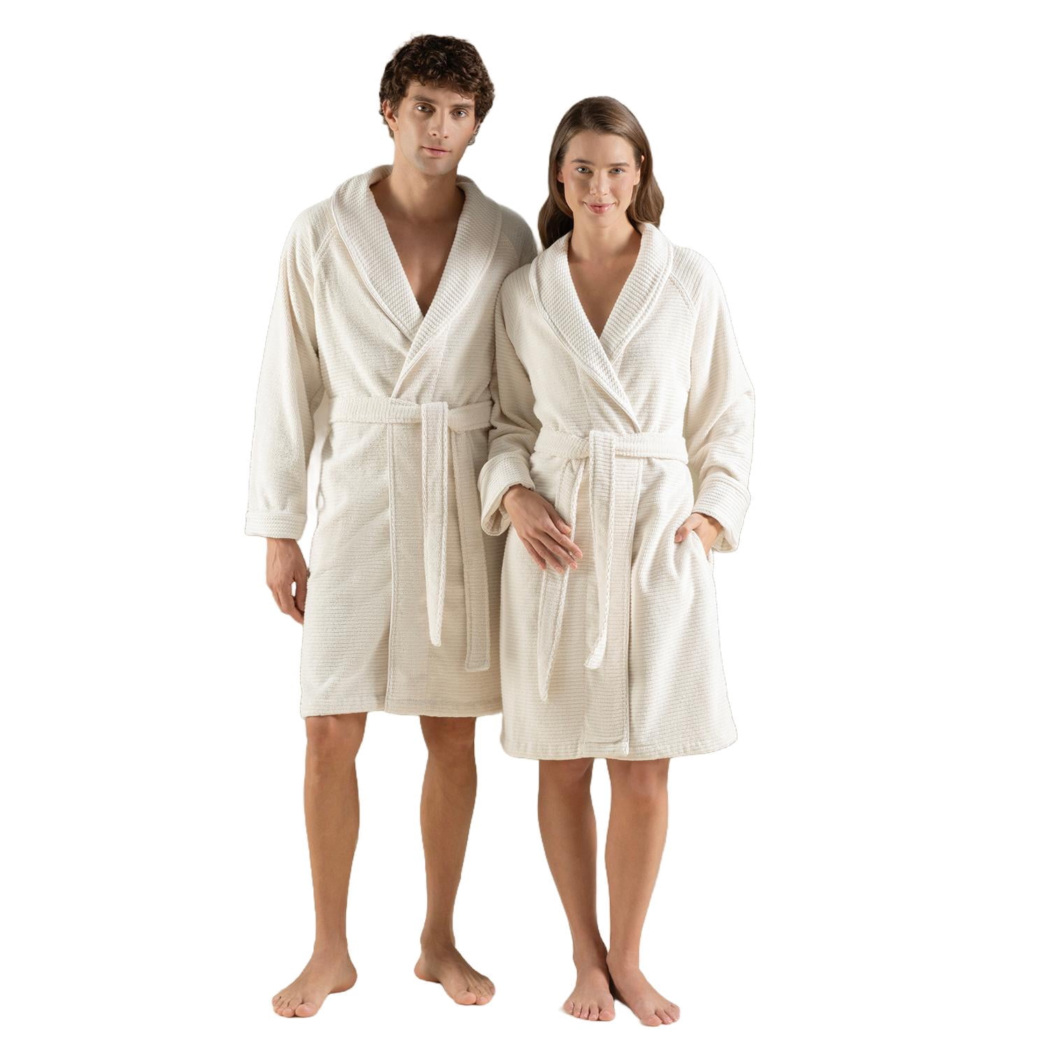 Chakra Eva Soft 100% Cotton Unisex Bathrobe - Luxurious White Bath ...