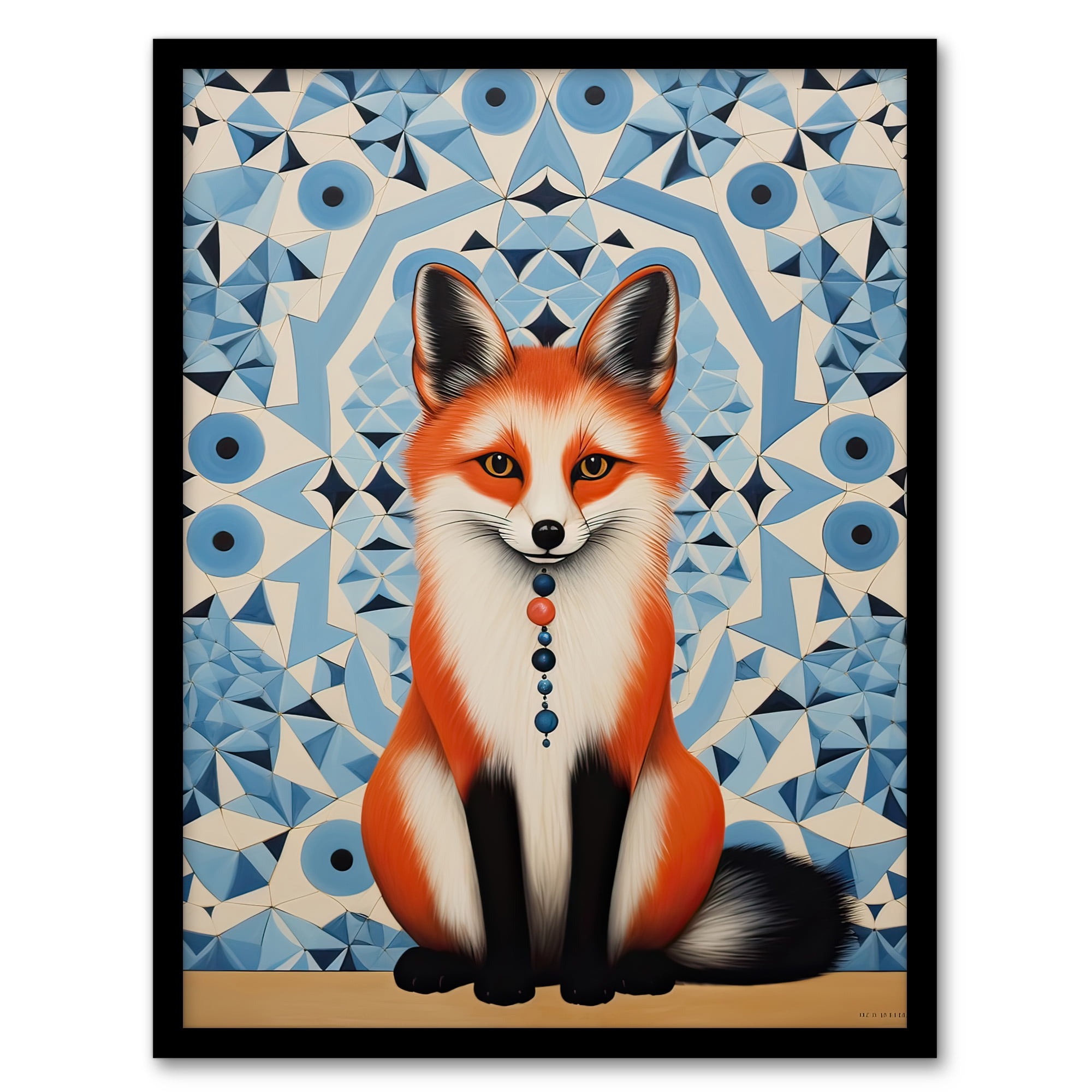 Chakra Fox Concept Art Oil Painting Blue Kaleidoscope Pattern Animal ...