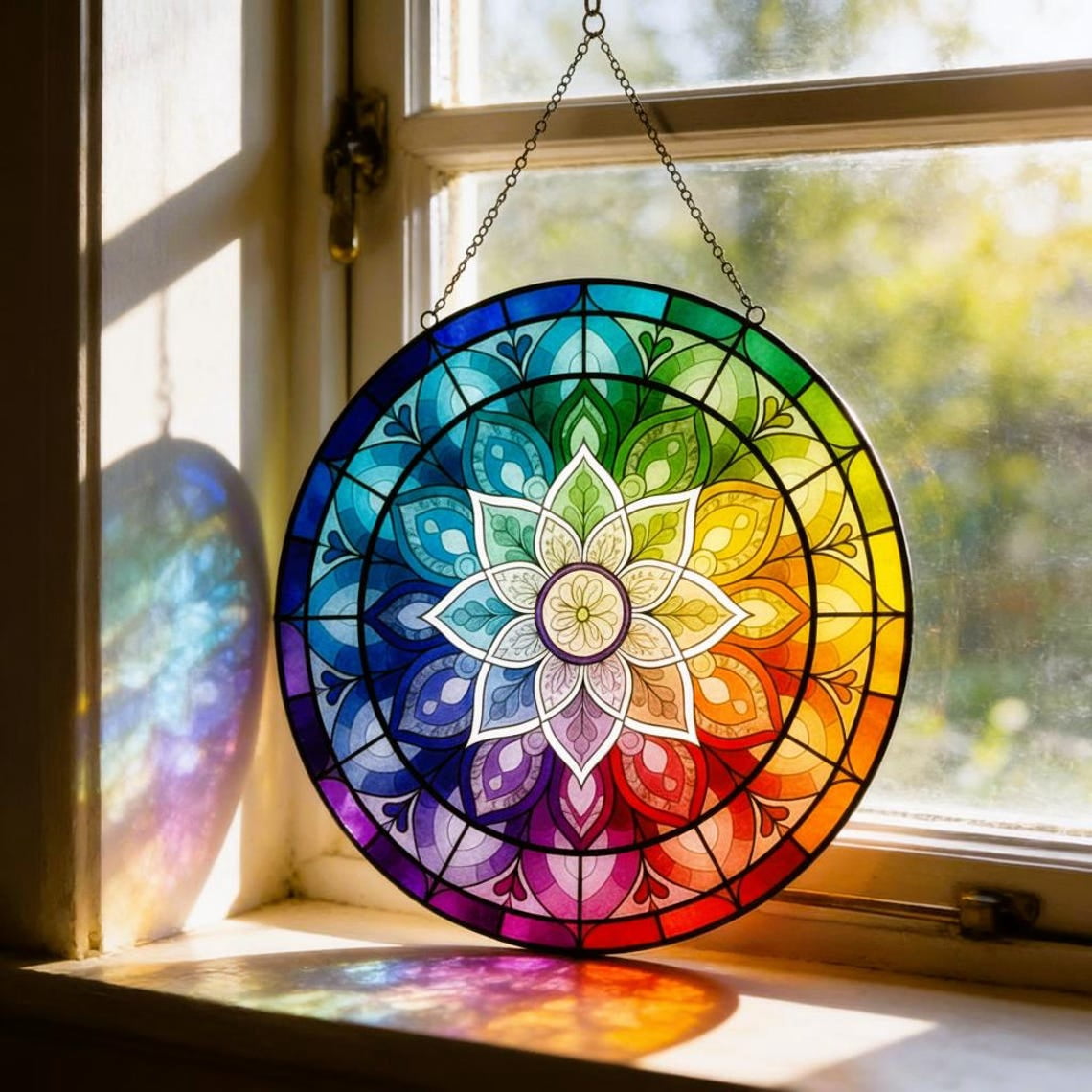 Chakra Glass Suncatcher, Meditation Window Hanging, Spiritual ...