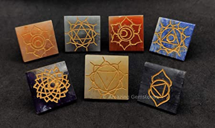 Chakra Pyramid Set for Reiki Healing Crystal with Engraved Reiki ...