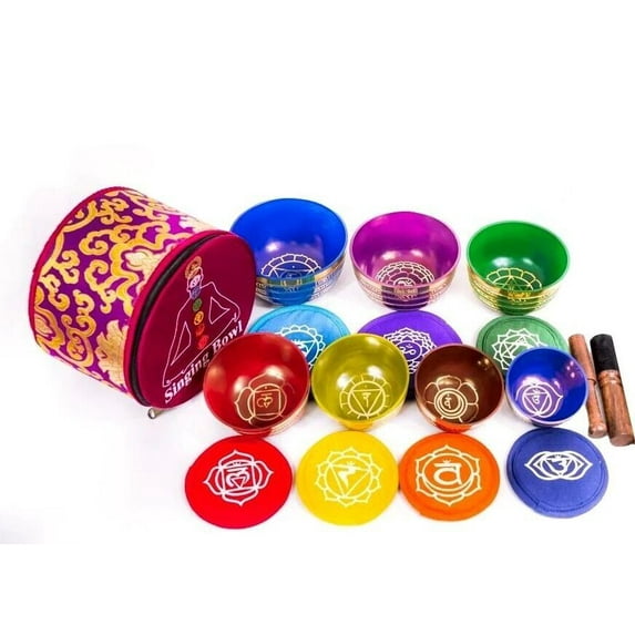 Chakra Singing Bowl Set. Set of 7 Bowls- For Meditation, Healing and ...
