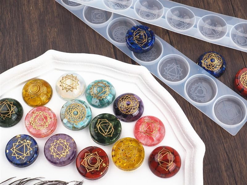 Chakra Stones Resin Molds 2 Pack Round Healing Crystal Silicone Molds ...