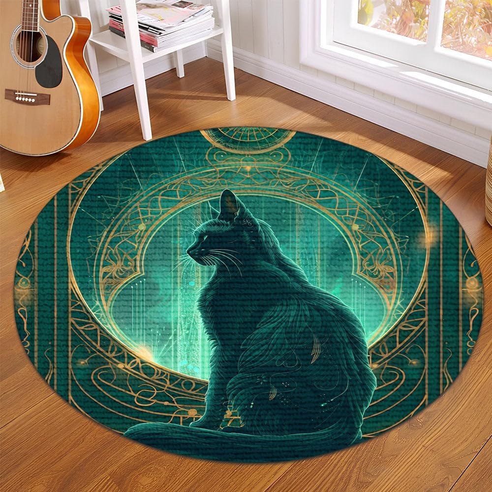 Chakra Symbol Round Area Rug, spiritual energy circle carpet for yoga ...