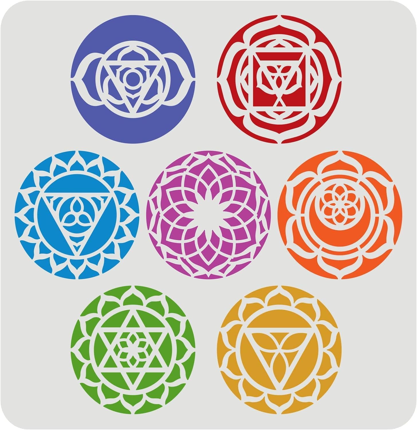 Chakra Symbol Stencil 11.8x11.8inch Reusable Chakra Stencil Yoga ...