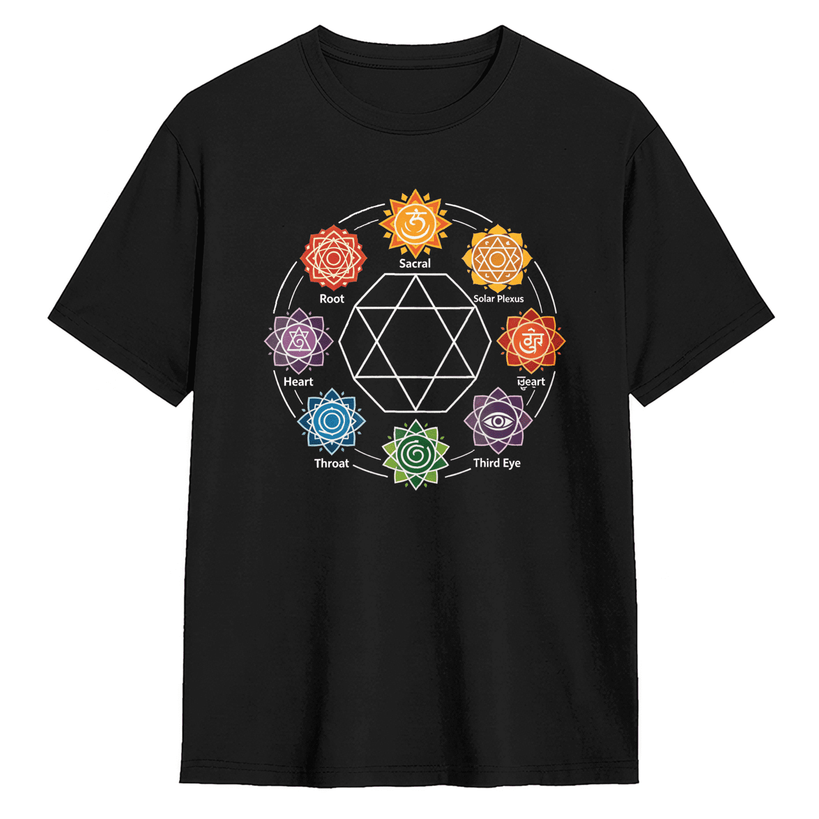 Chakra Symbols Geometric Mandala Graphic Tee for Men and Women Vintage ...