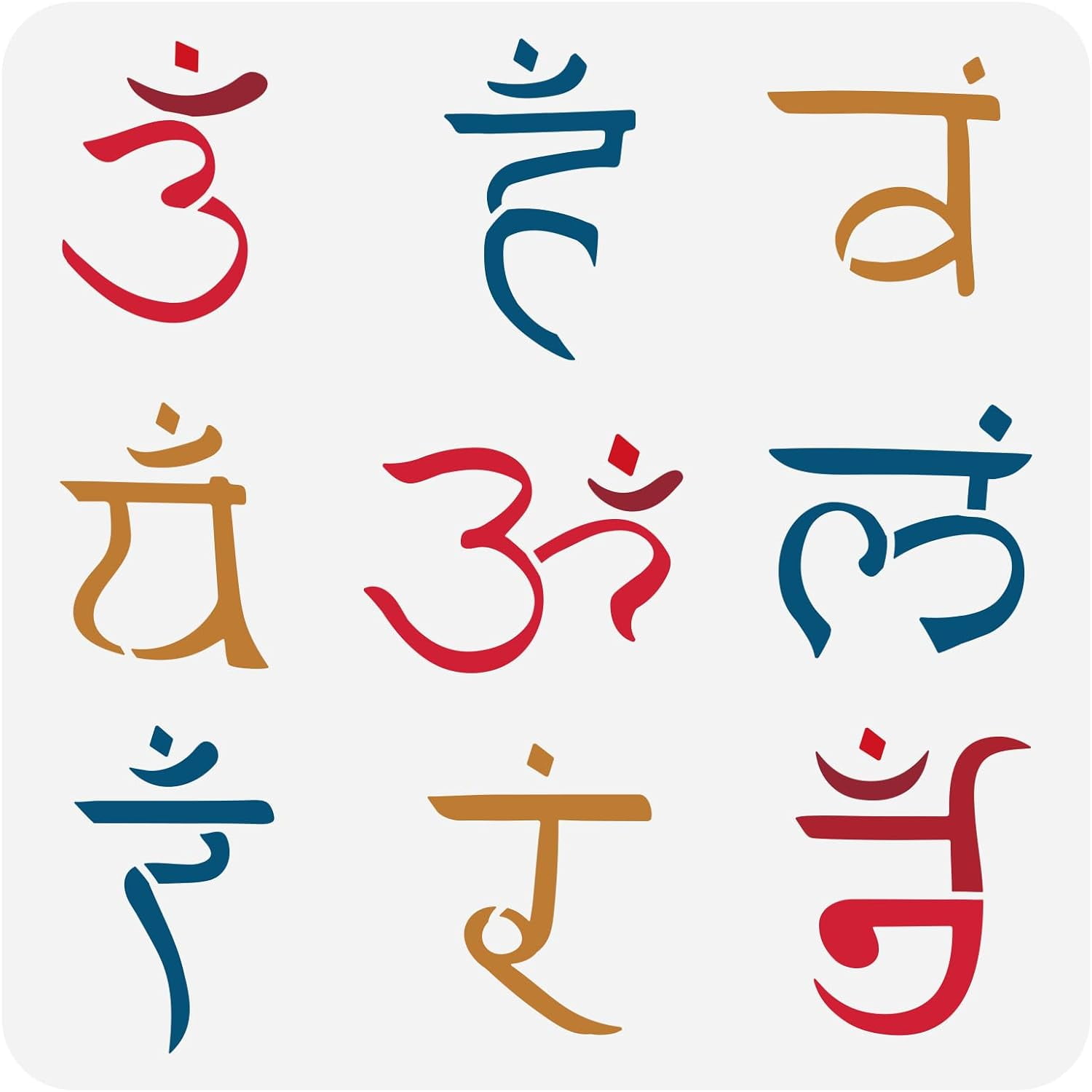 Chakra Symbols Stencil - 11.8x11.8 inch Plastic Om Symbols Patterns ...