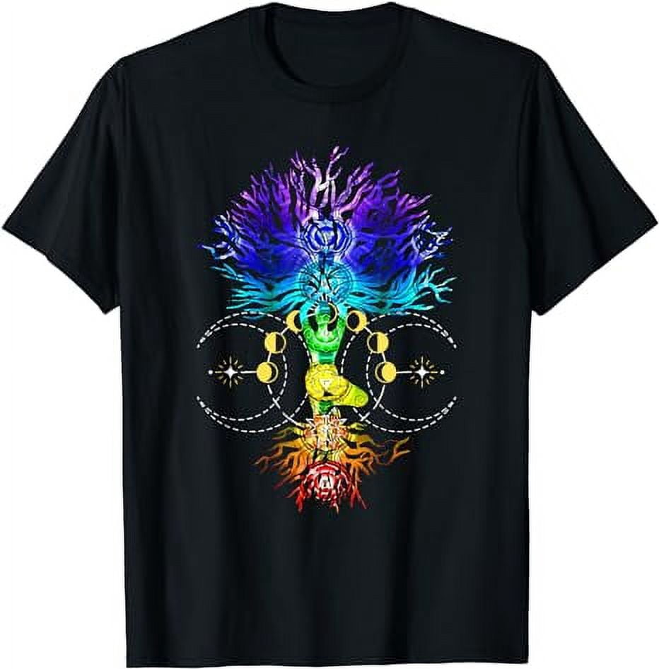 Chakra Tree of Life with Phases Of The Moon Hatha Yoga T-Shirt ...