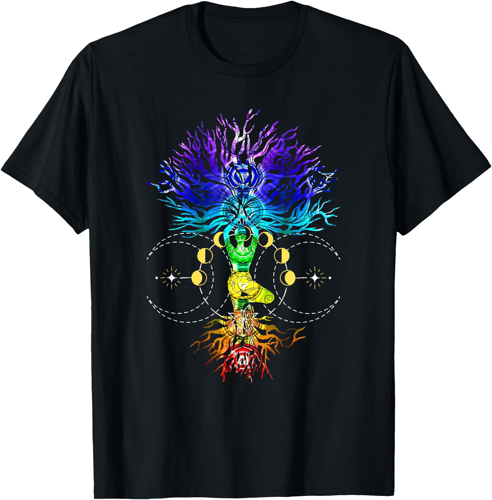 Chakra Tree of Life with Phases Of The Moon Hatha Yoga Unisex T-Shirt ...