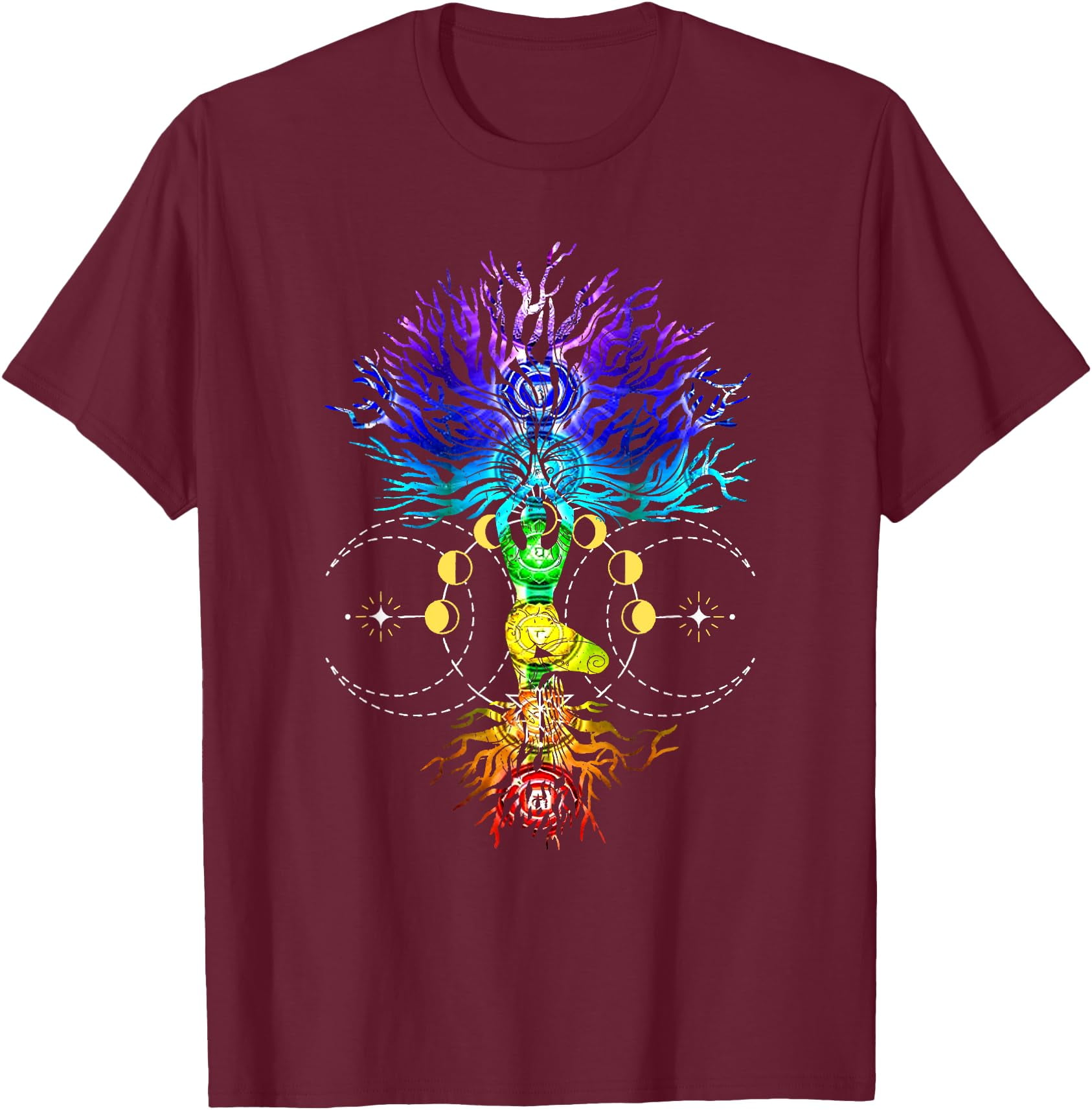 Chakra Tree of Life with Phases Of The Moon Hatha Yoga Unisex T-Shirt ...
