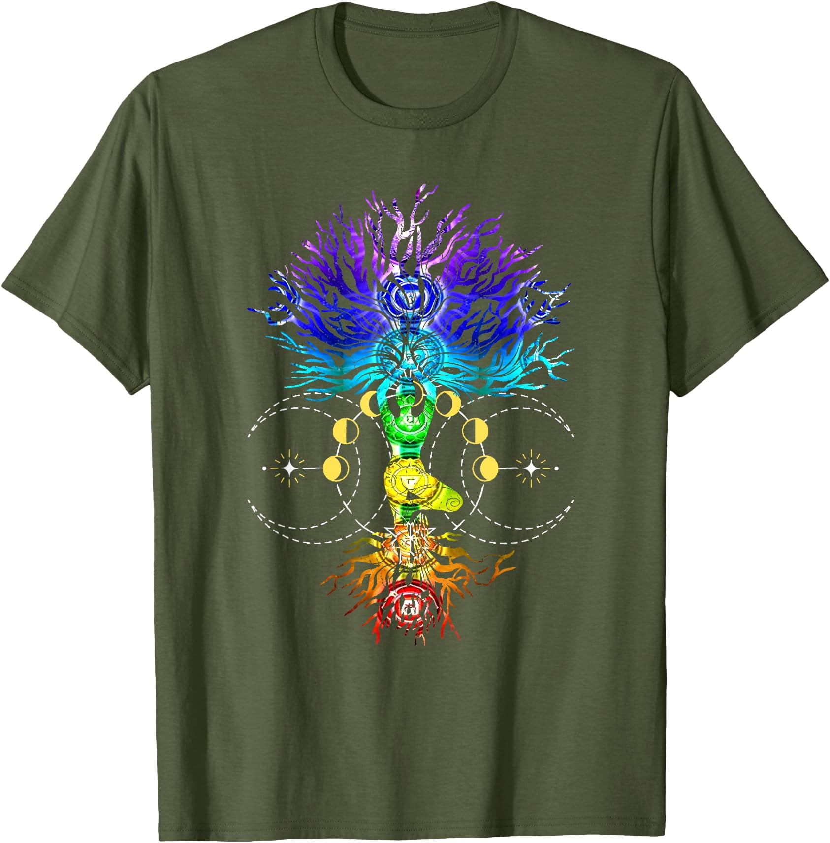 Chakra Tree of Life with Phases Of The Moon Hatha Yoga Unisex T-Shirt ...