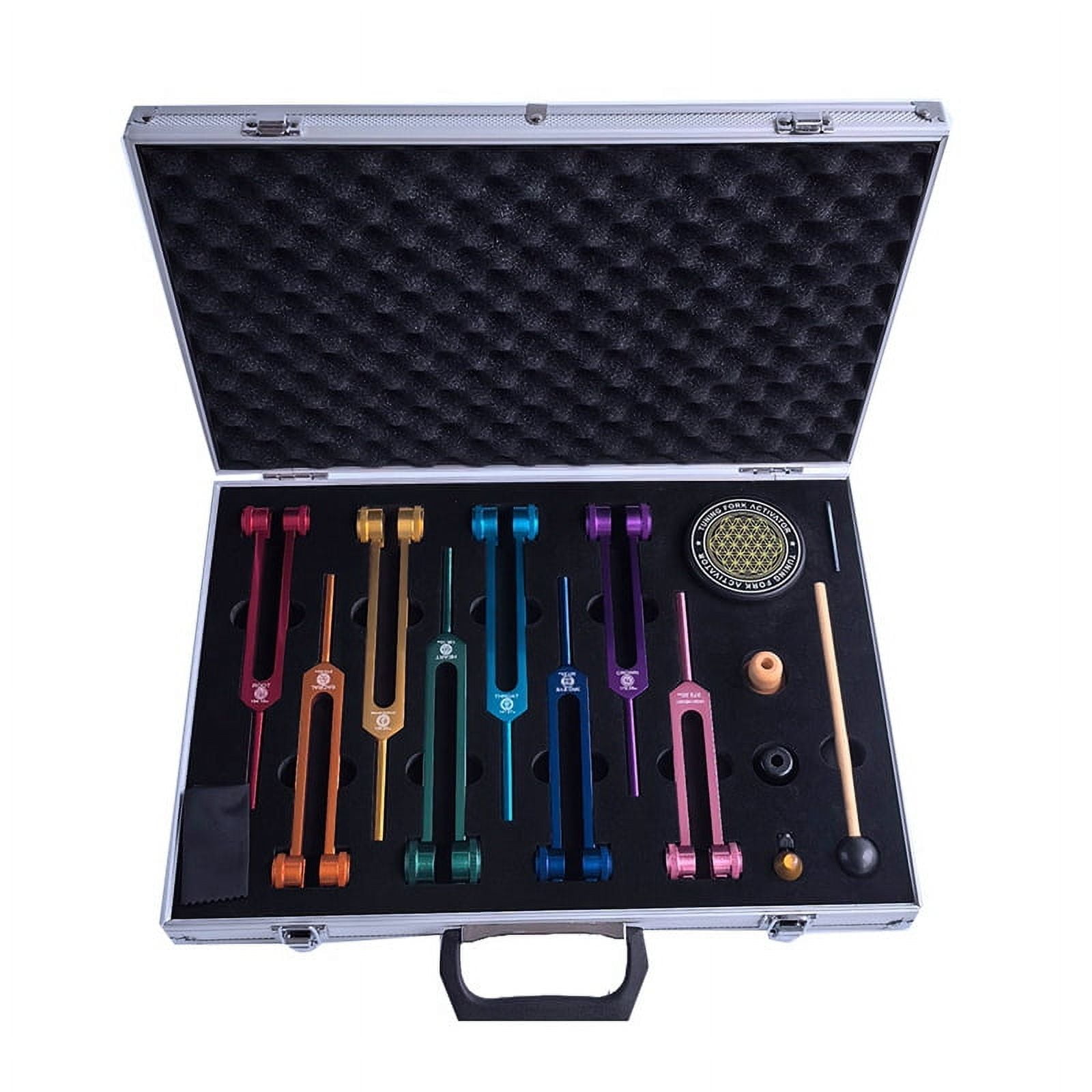 Chakra Tuning Fork Set, Colorful Tuning Forks with Rubber Mallet,Wrench ...